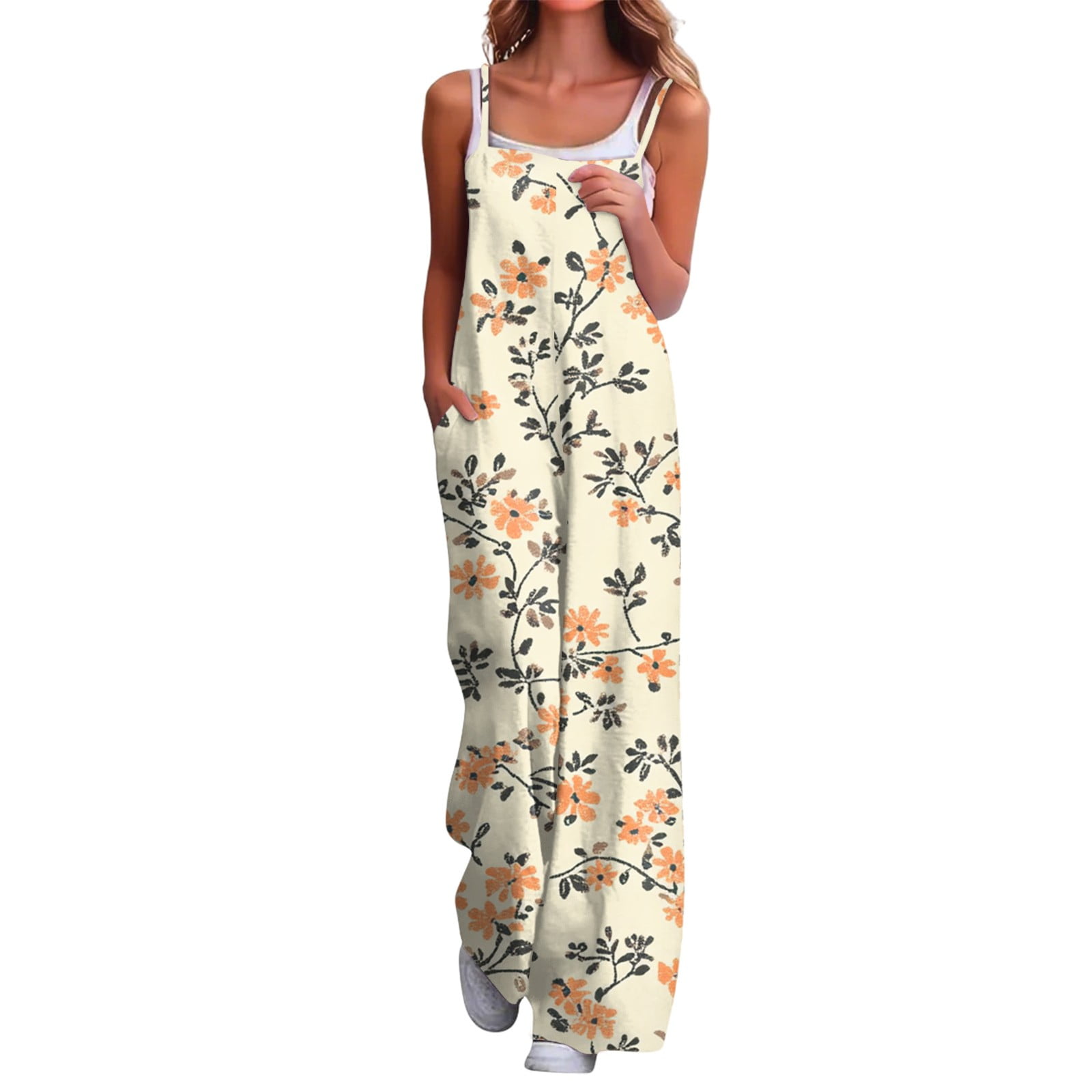 bbyeadc Women Boho Rompers Summer Casual Wide Leg Spaghetti Strap ...