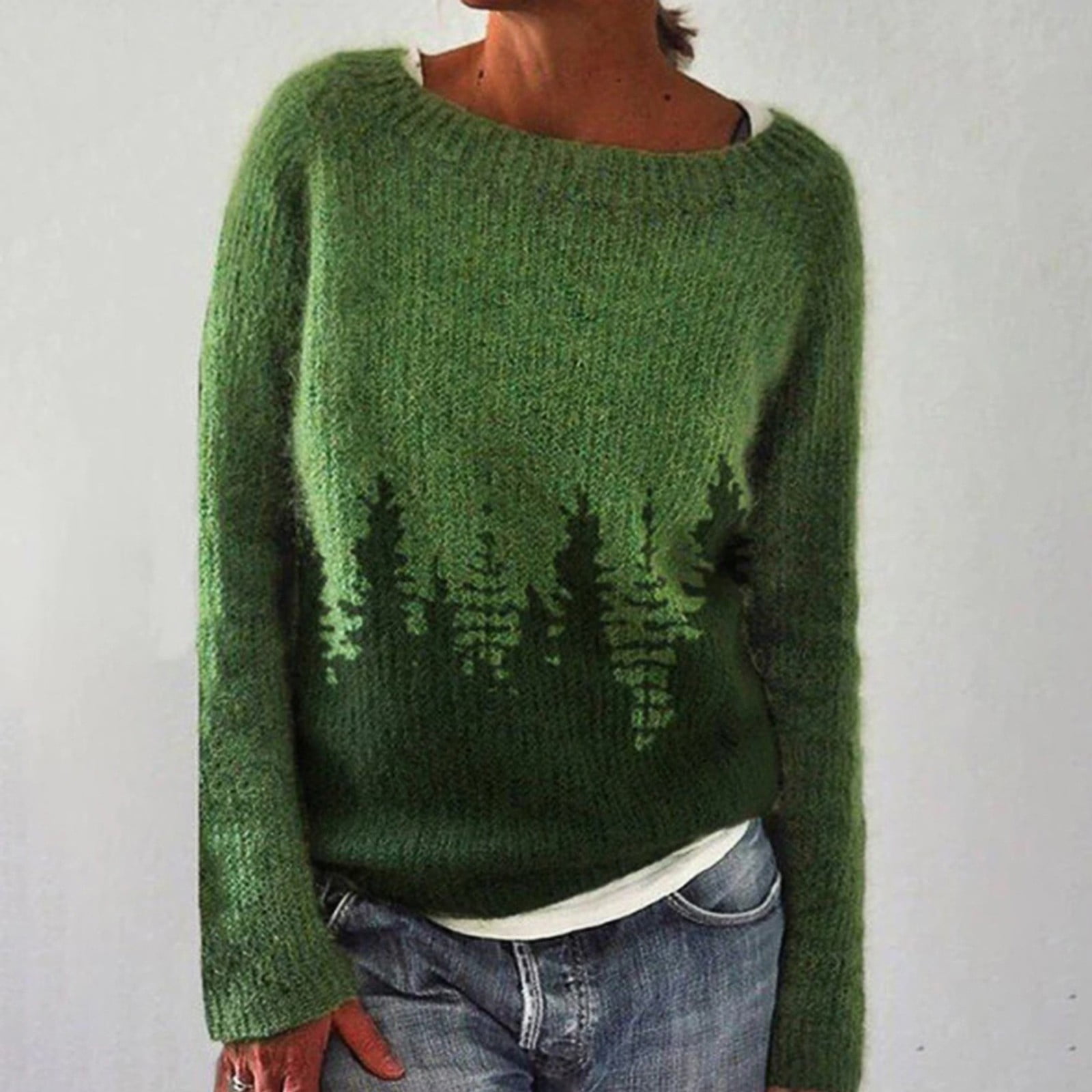 bbyeadc Women's Fair Isle Sweaters Long Sleeve Crewneck Plus Size ...