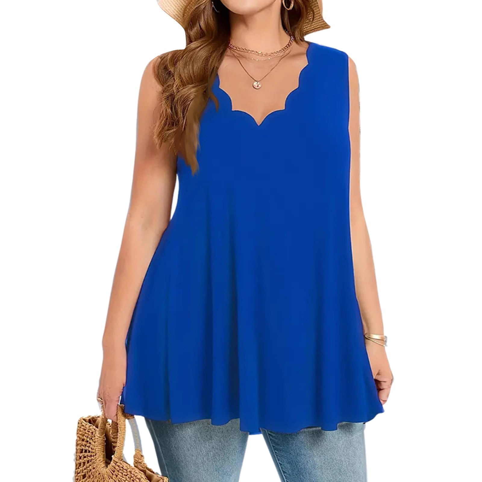 bbyeadc Women's Plus Size Tank Tops Loose Fit Casual Sleeveless Tops ...