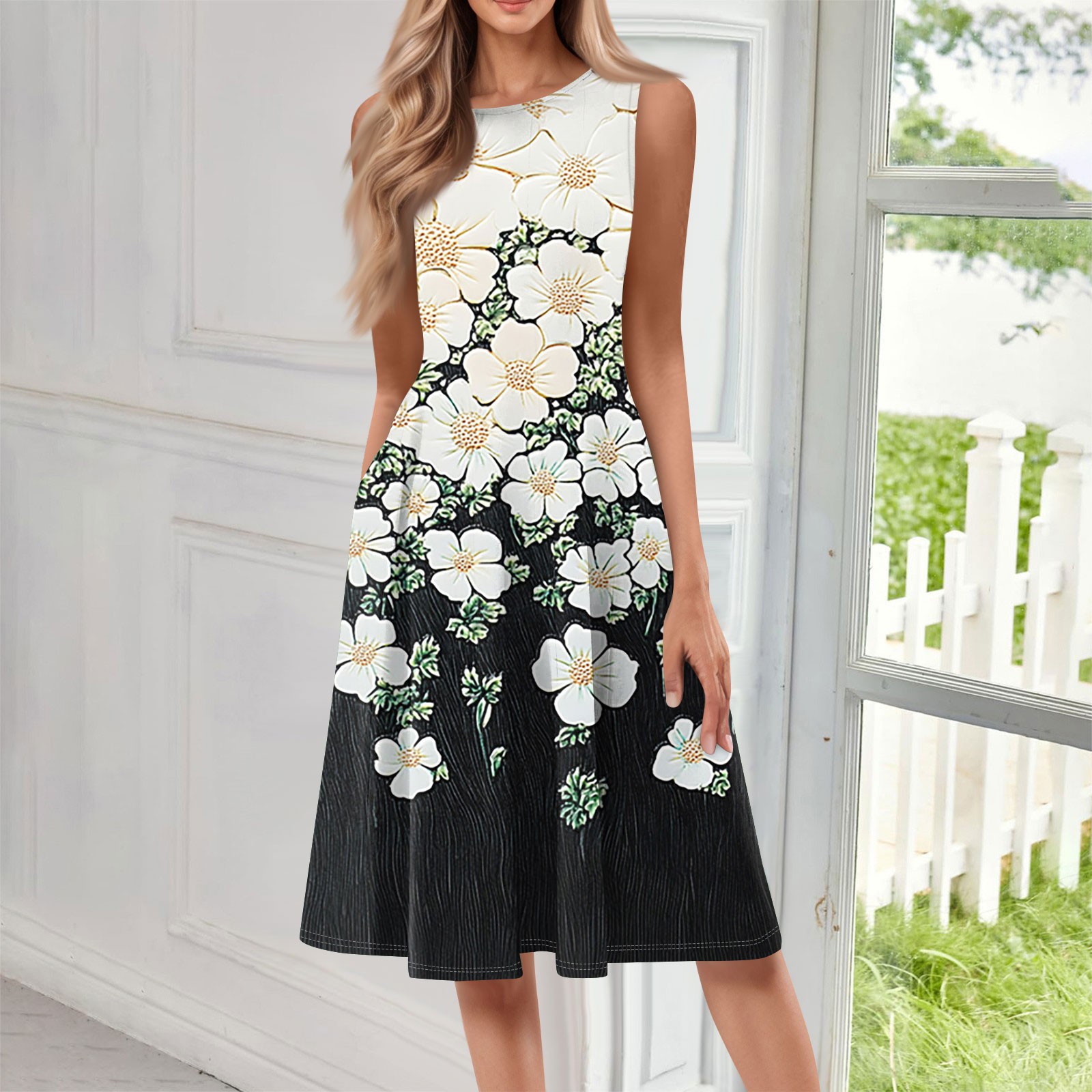 bbyeadc Women's Spring Midi Dresses 2025 Casual Round Neck Sleeveless A ...