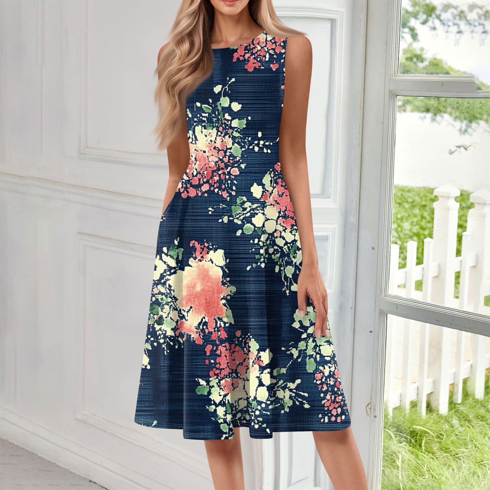 bbyeadc Women's Spring Midi Dresses 2025 Loose Fit Casual Mid-Length ...