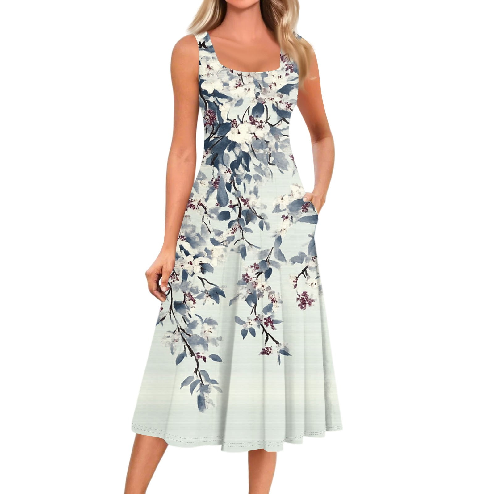 bbyeadc Women's Spring Midi Dresses 2025 Loose Fit Casual Mid-Length ...