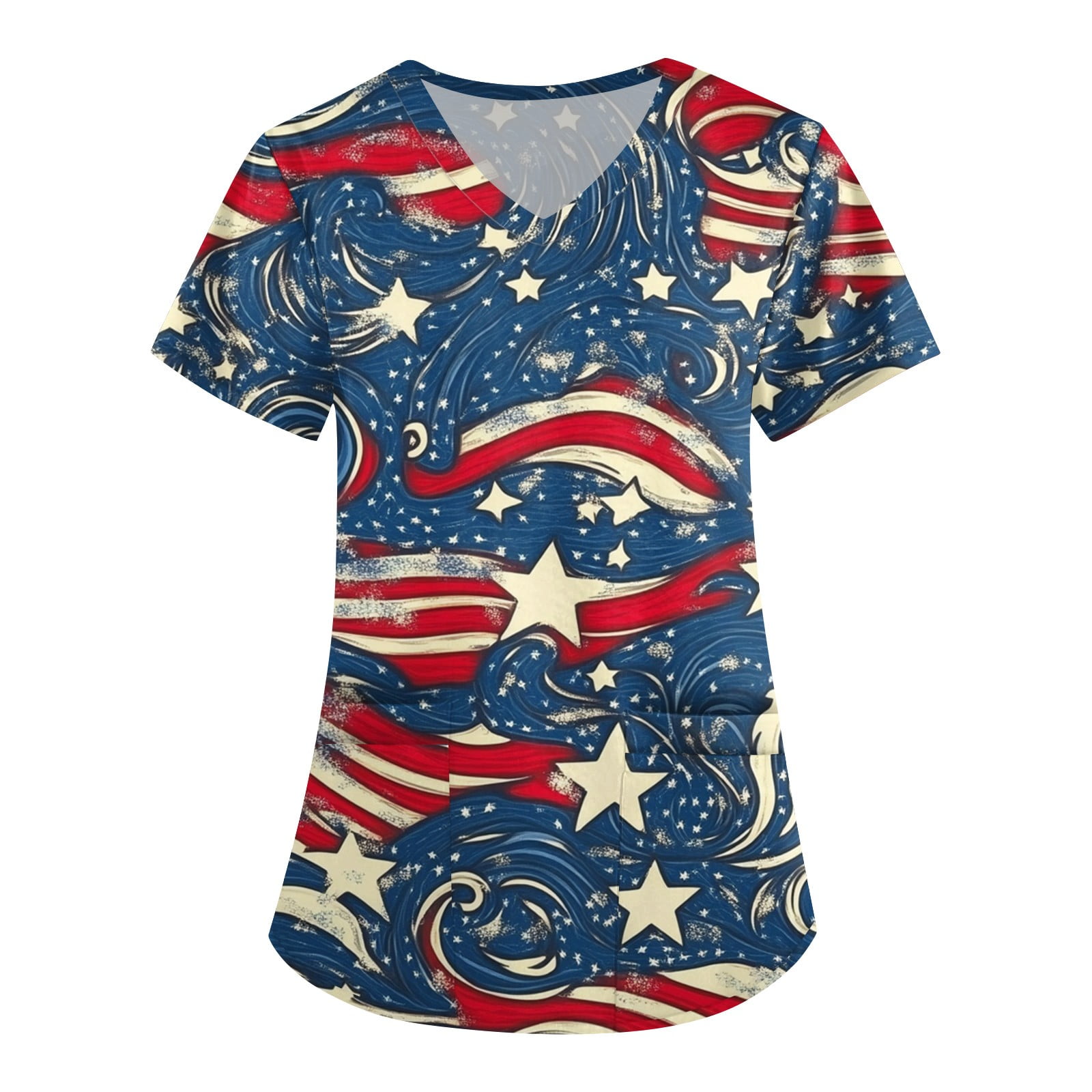 bbyeadc Women's Stars and Stripes Scrubs Top Oversized Patriotic ...