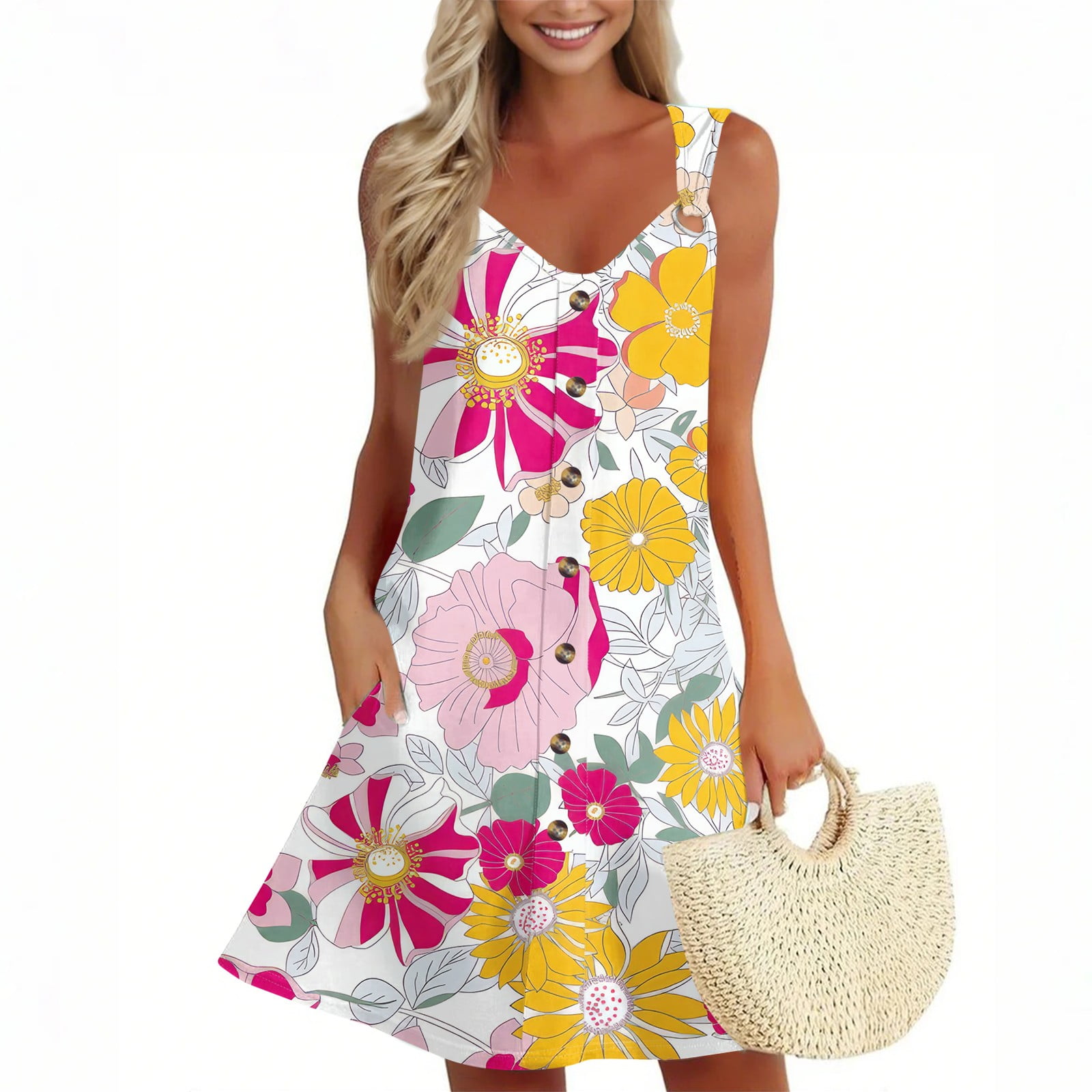 bbyeadc Women's Summer Cocktail Dresses with O Ring 2025 Sleeveless ...