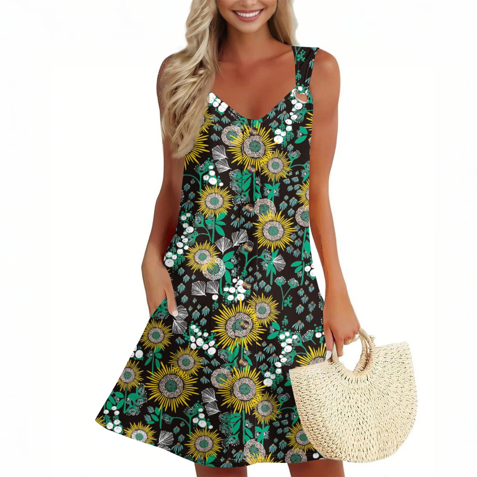bbyeadc Women's Summer Cocktail Dresses with O Ring 2025 Sleeveless ...
