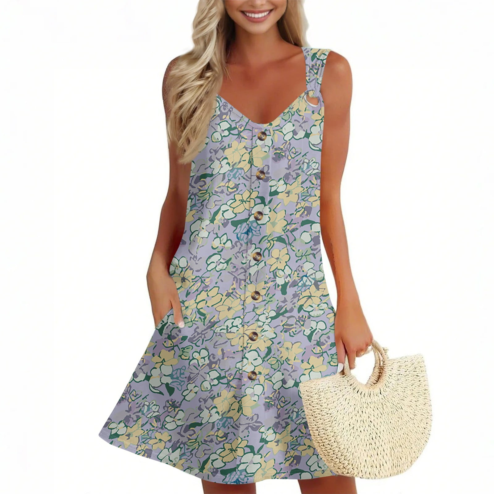 bbyeadc Women's Summer Cocktail Dresses with O Ring 2025 Sleeveless ...