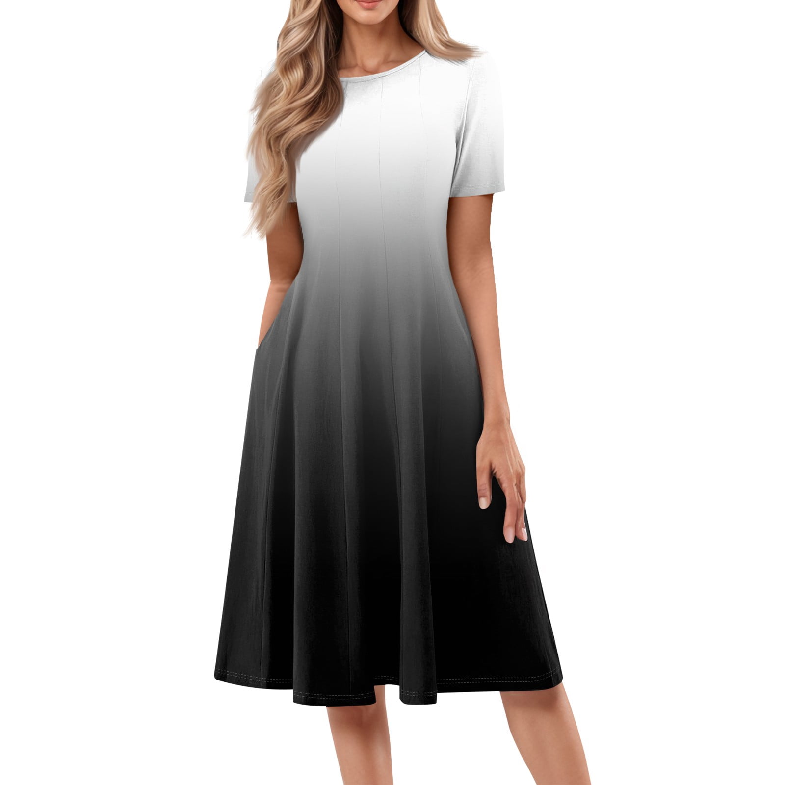 bbyeadc Women's Summer Dresses 2025 Pleated High Waist Casual Midi ...