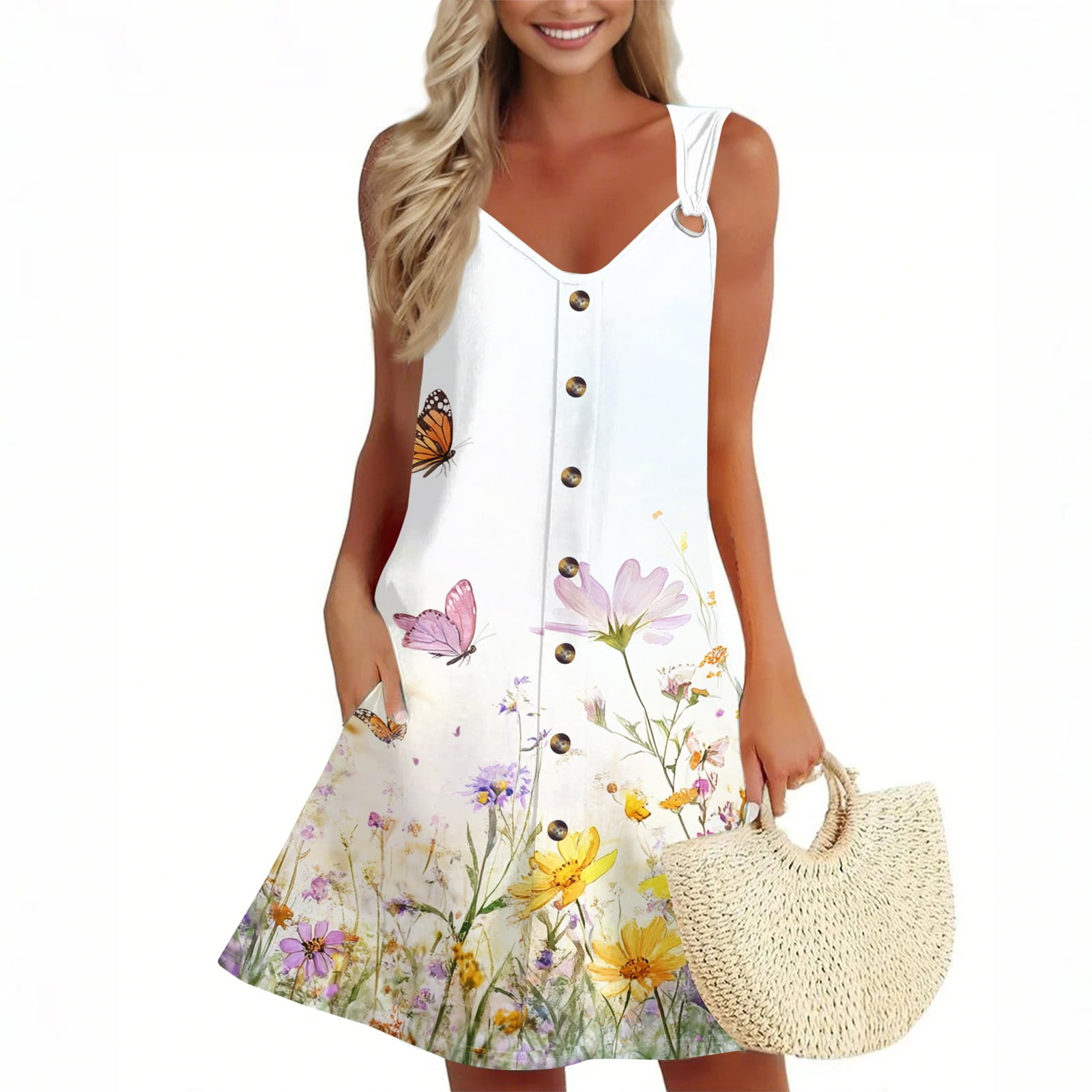 bbyeadc Women's Summer Dresses with O Ring 2025 Sleeveless Sundresses ...