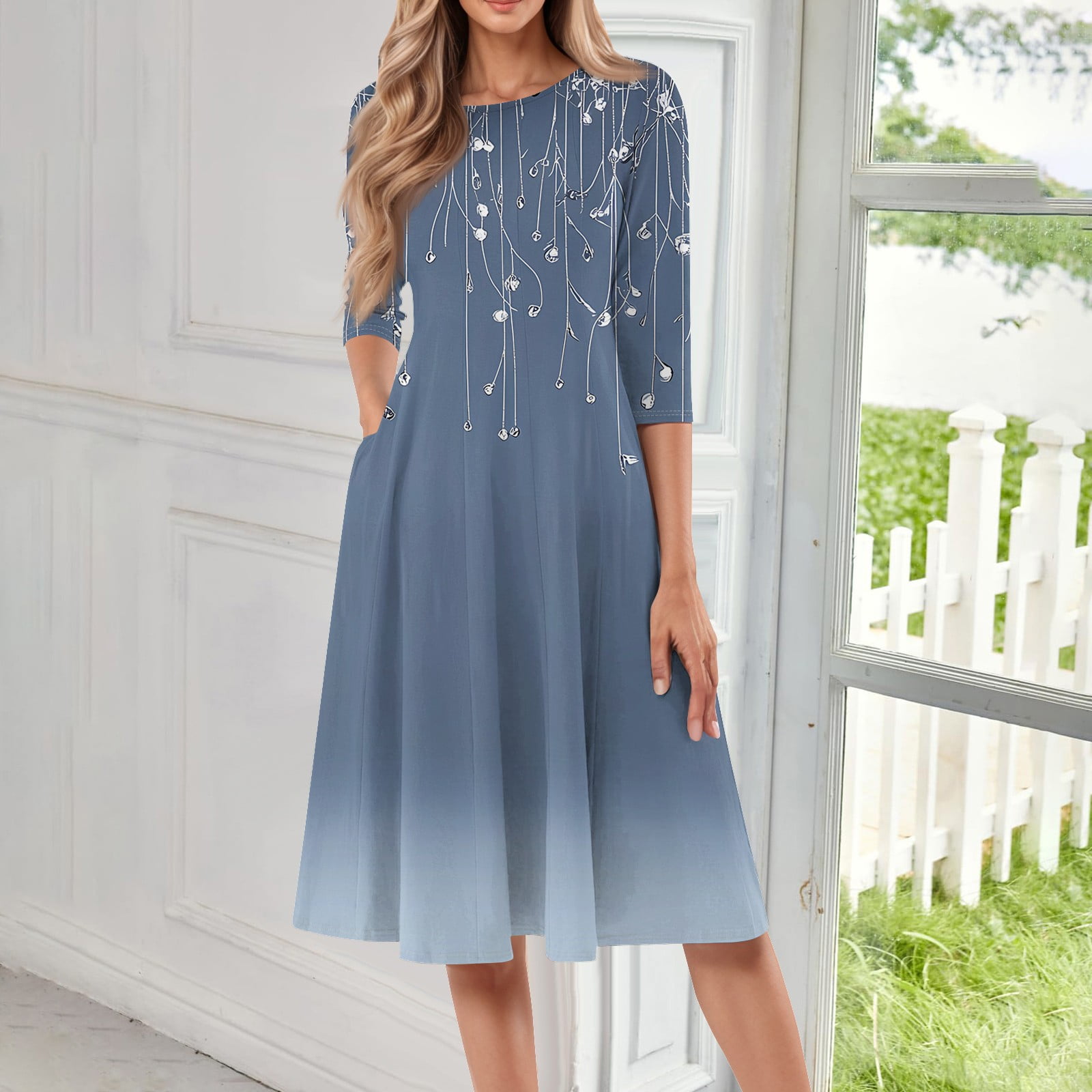 bbyeadc Women's Summer Midi Dresses 2025 Loose Casual Mid Length ...