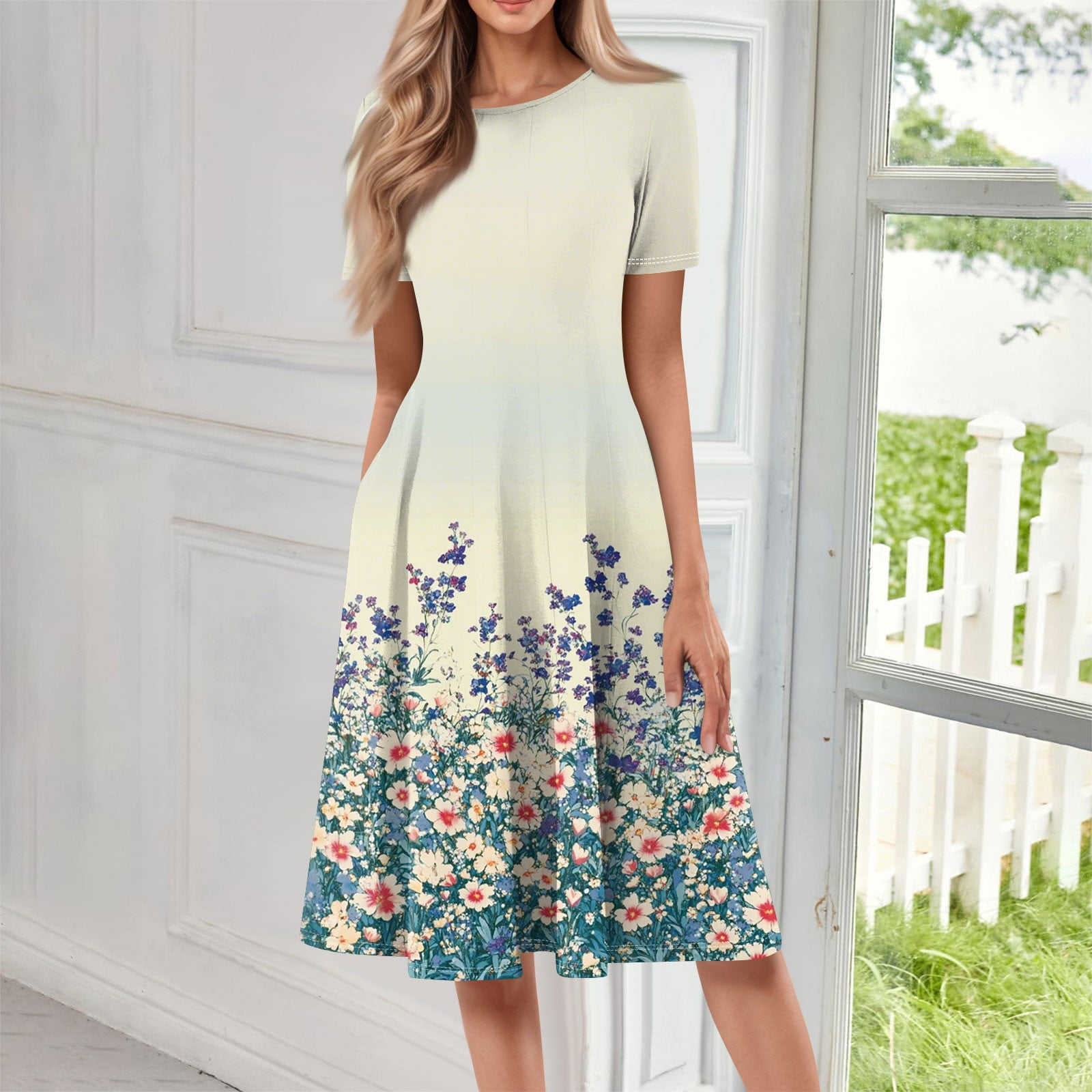 bbyeadc Women's Summer Midi Dresses 2025 Loose Casual Mid-Length ...