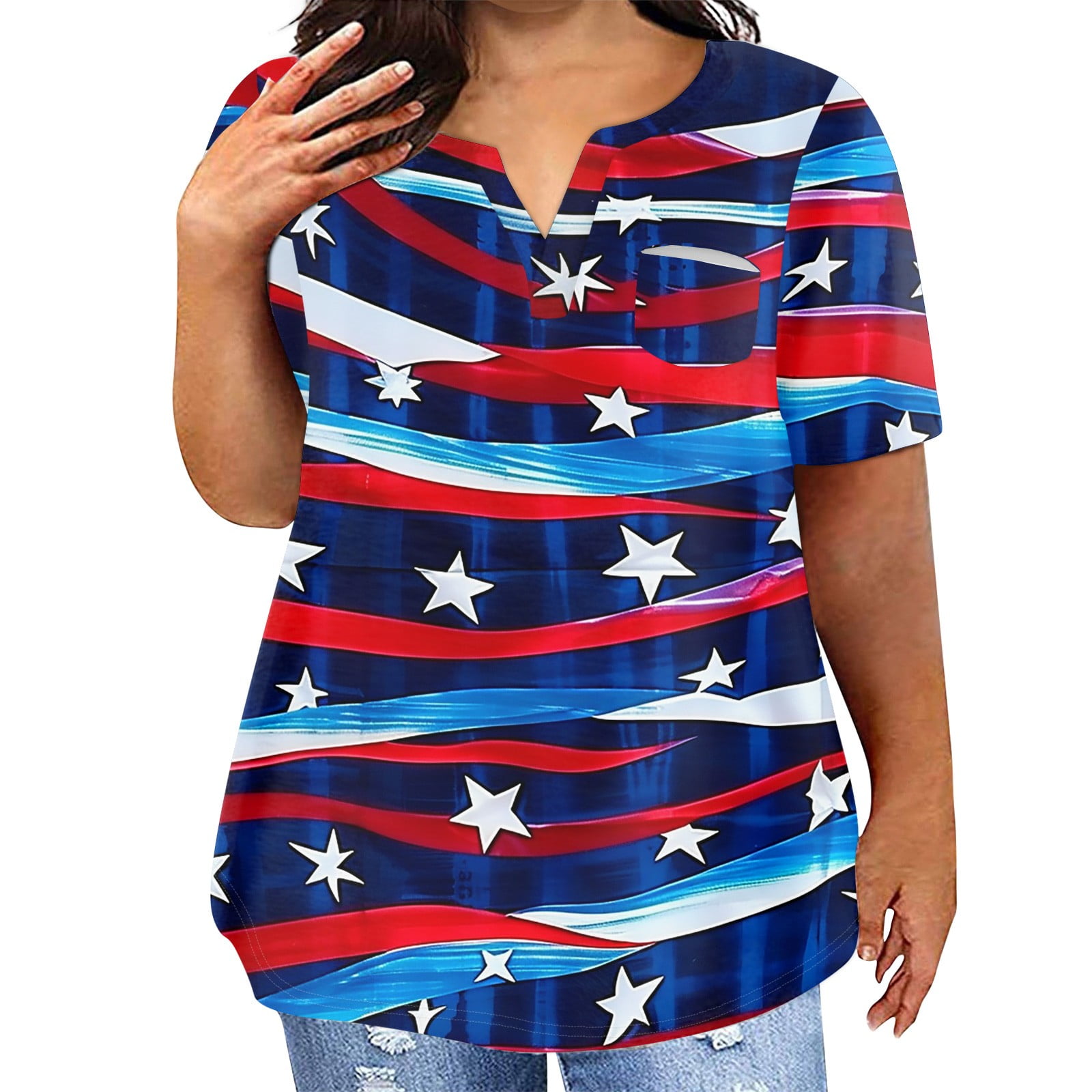 bbyeadc Womens 4th of July Shirt Independence Day Memorial Day American Flag Shirts Short Sleeve ...