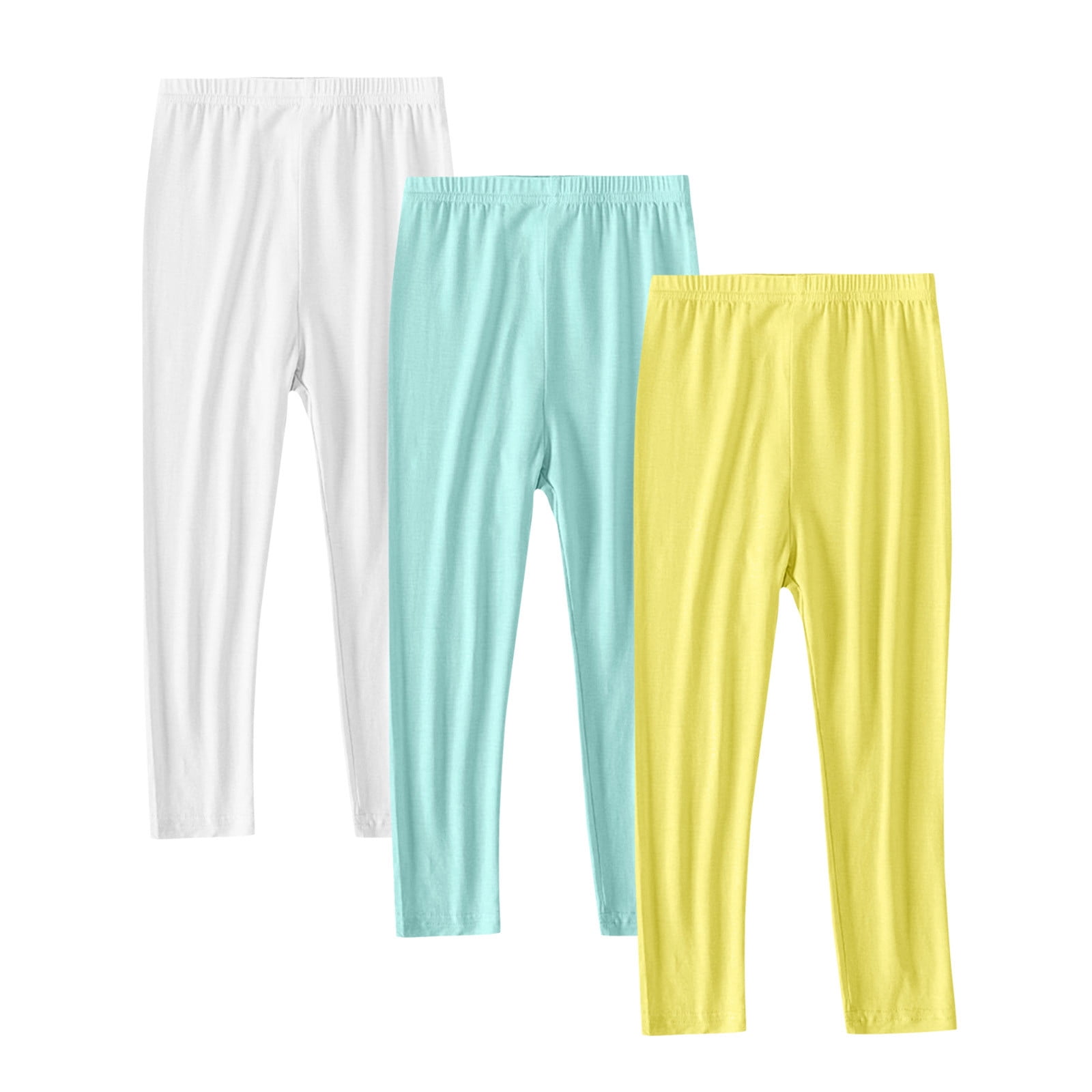 bbymog 3 Pack Kids Leggings Girls' Fashion Solid Color Ankle Length ...