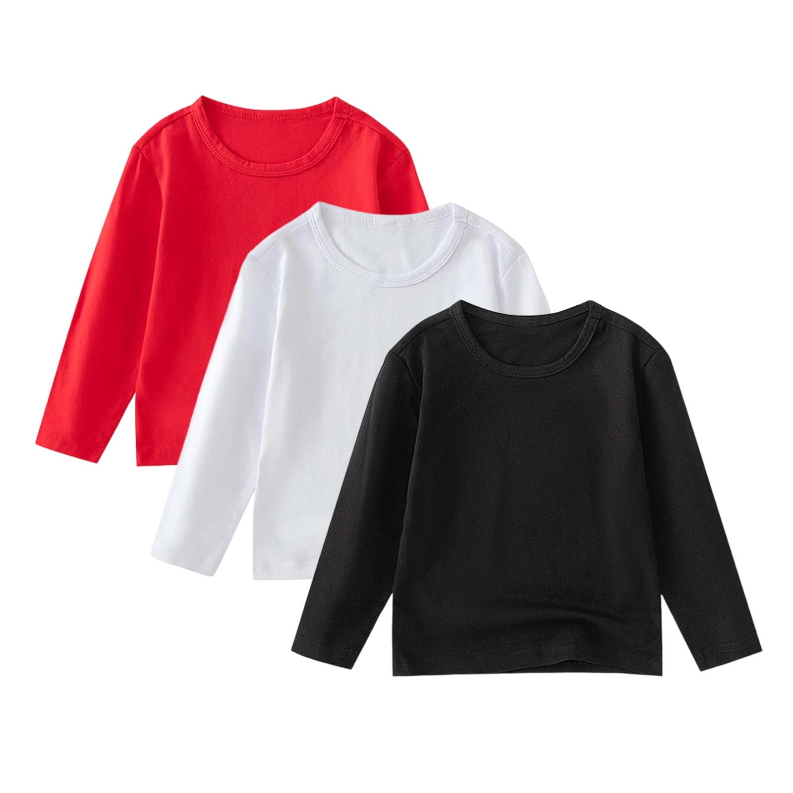 bbymog 3 Pack Shirts for Girls Fashion Classic Basic Tee Tops Crewneck ...