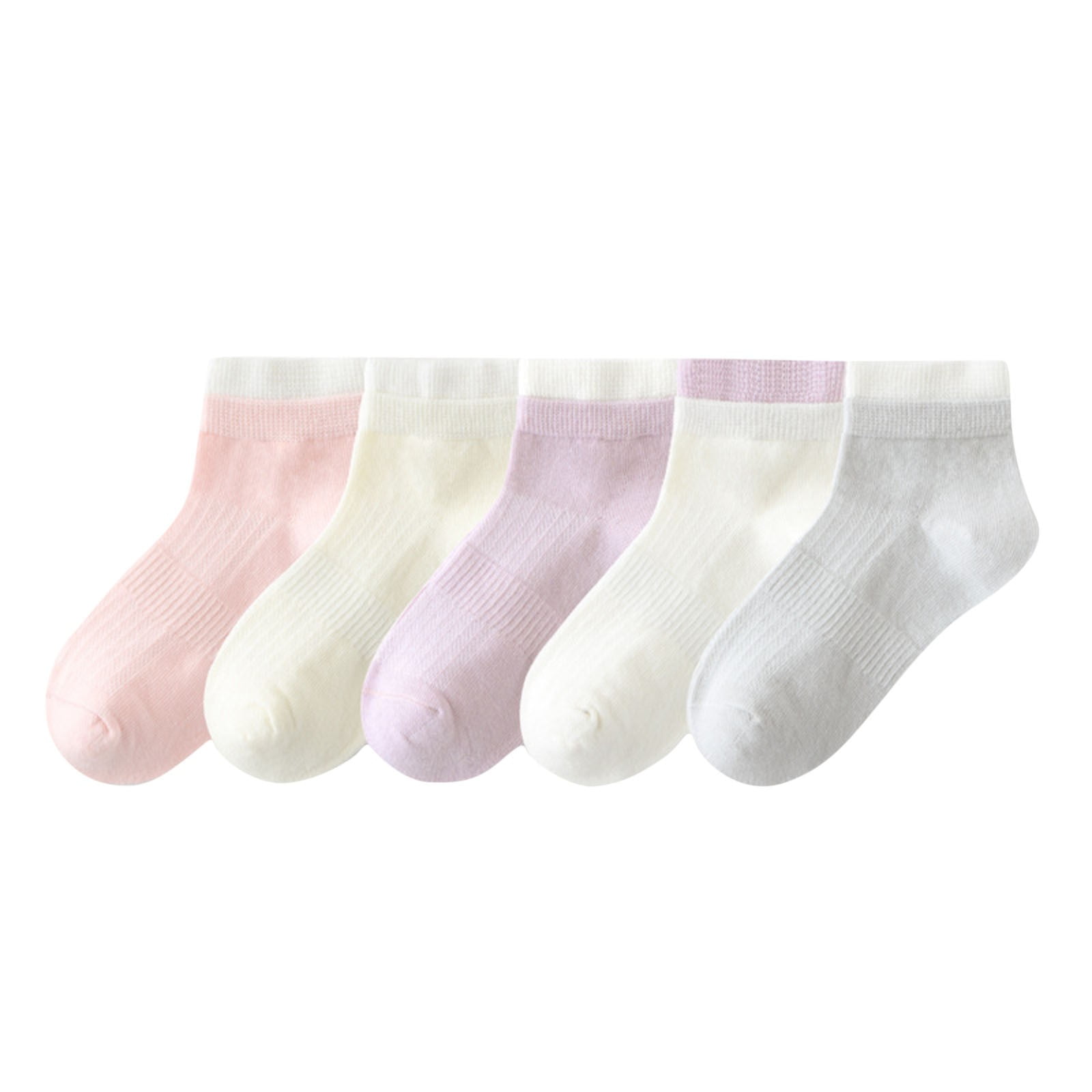 bbymog 5 Pairs Girls Socks 6-8 Years Old Cotton Breathable Athletic ...