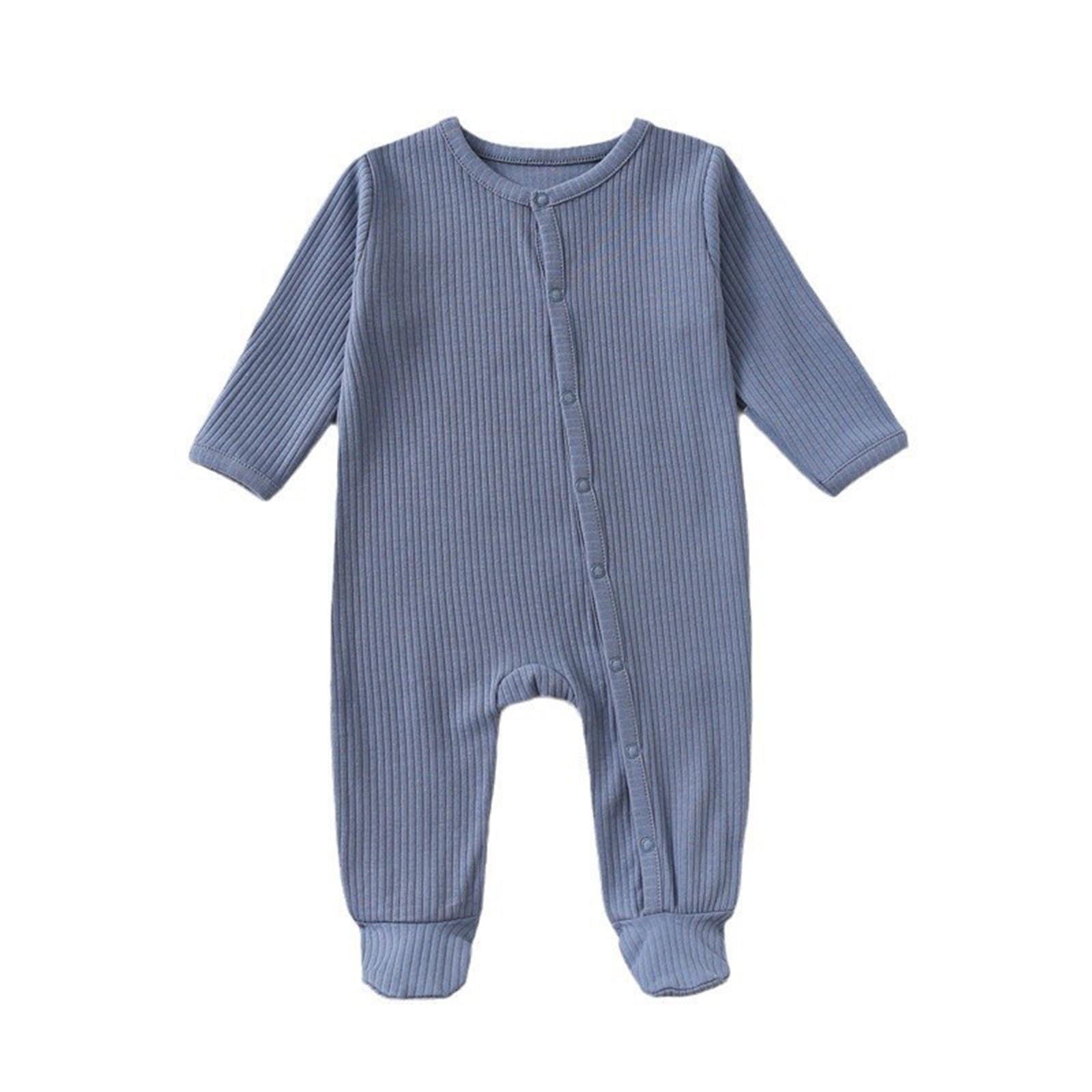 bbymog Baby Clothes for Girls Cotton Button Baby Bodysuit Long Sleeve Footed Baby Boy Romper ...