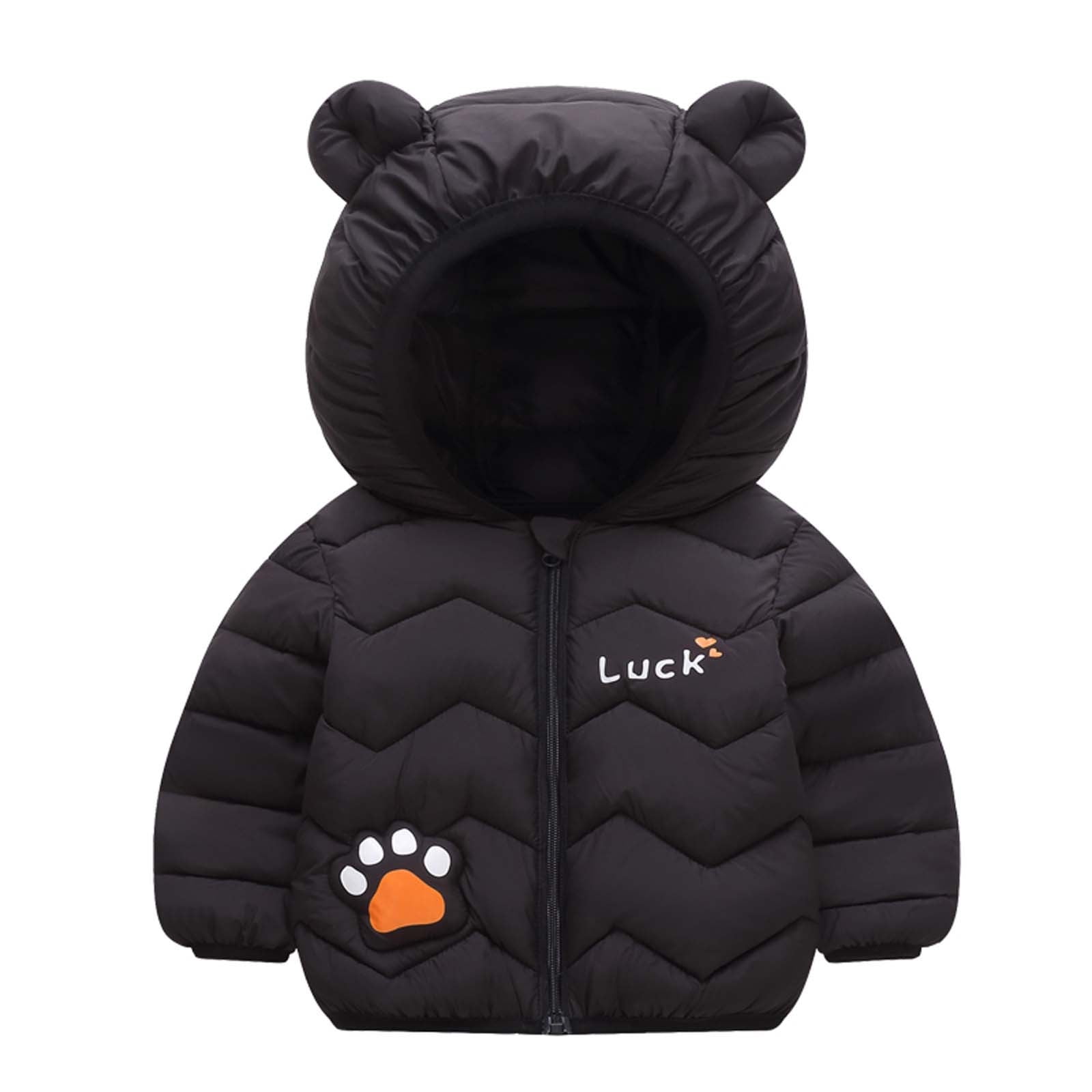 bbymog Baby Girl Winter Clothes Warm Fleece Puffer Jacket with Hood Bear Ears Zipper up Coat ...