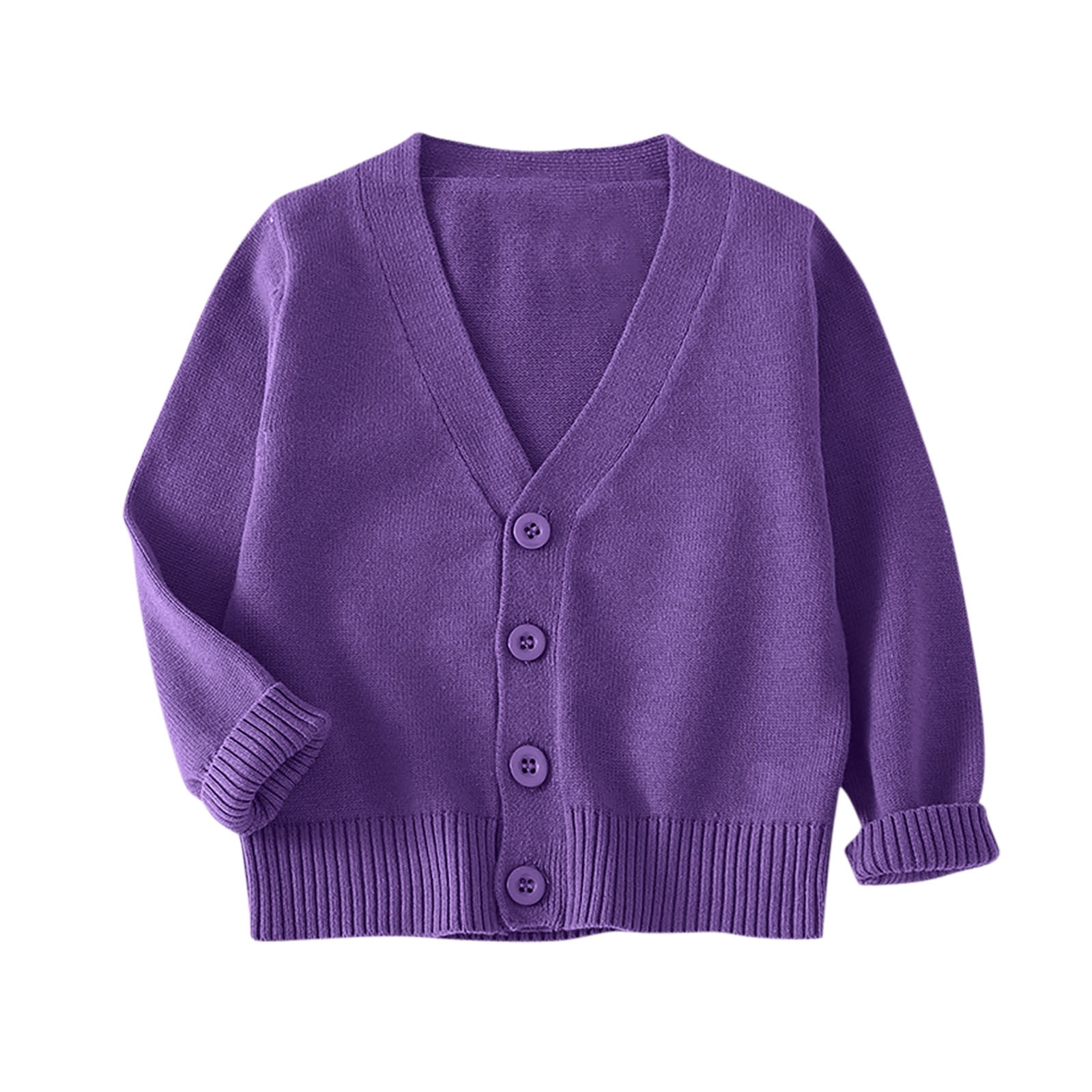 bbymog Boy and Girls Cardigan Solid Color V- Neck Knitted Cardigan ...