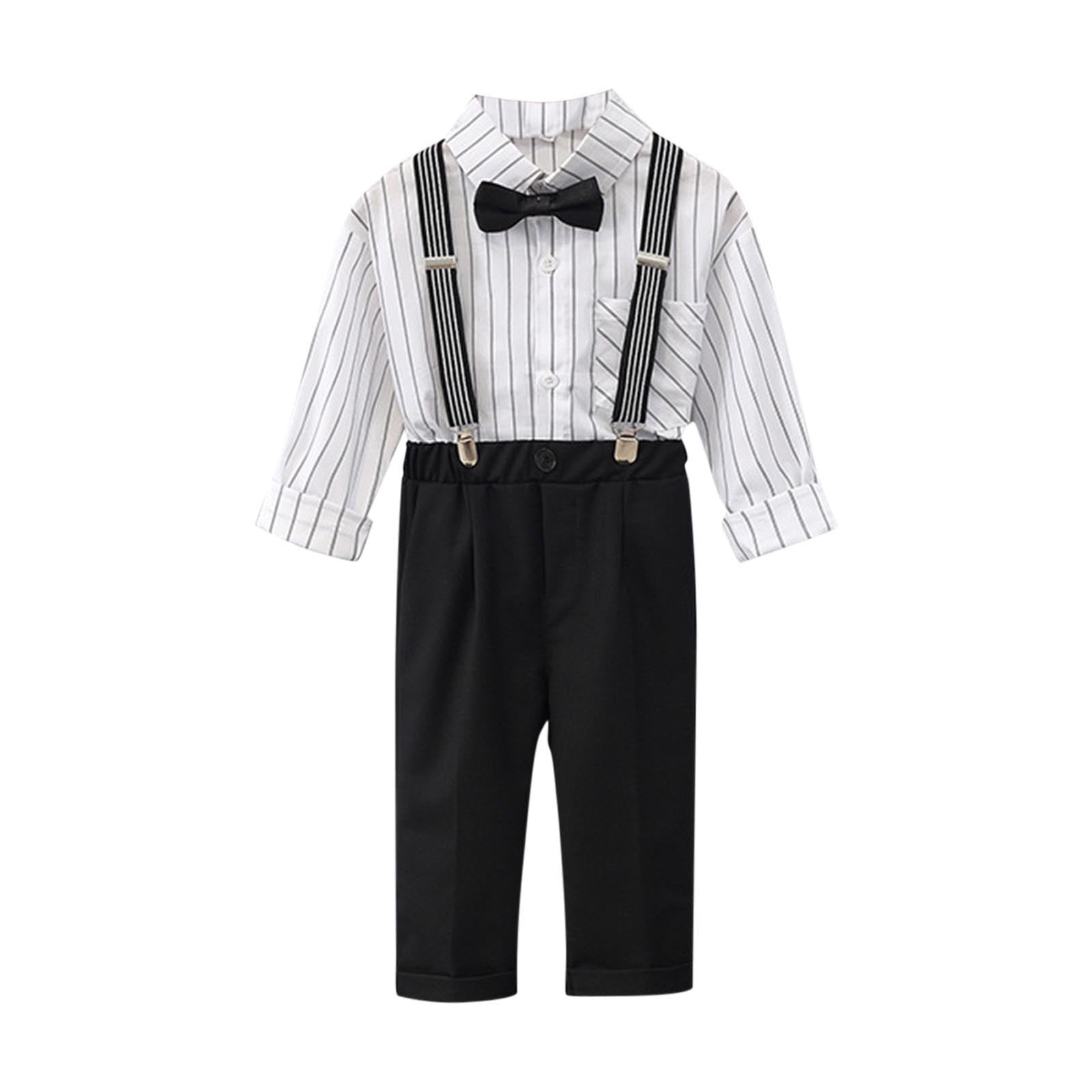 bbymog Boys Dress Suit Boy Clothes Sets Bowtie Shirts Suspenders Pants ...