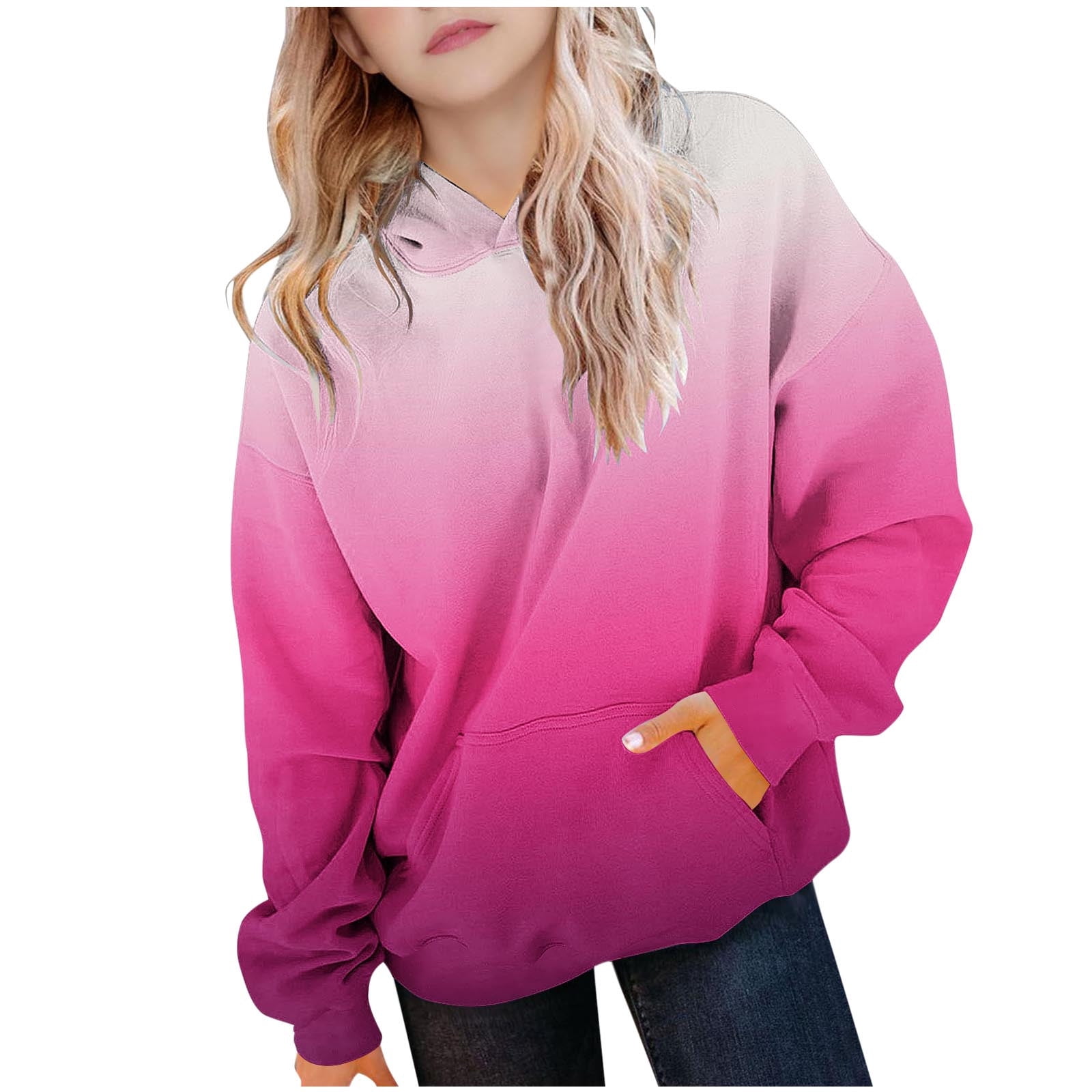 bbymog Boys Hoodies Size 14-16 Girls Fashion Gradient Long Sleeve ...