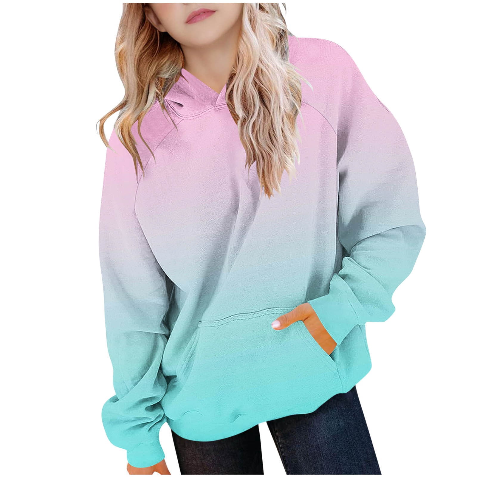 bbymog Boys Hoodies Size 14-16 Girls Fashion Gradient Pullover Hoodie ...