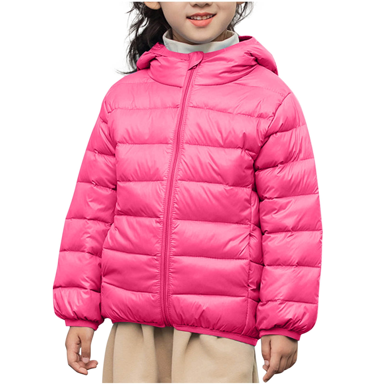bbymog Boys and Girls Winter Coat Solid Color Thick Warm Hooded Puffer Jacket with Pocket Kids ...