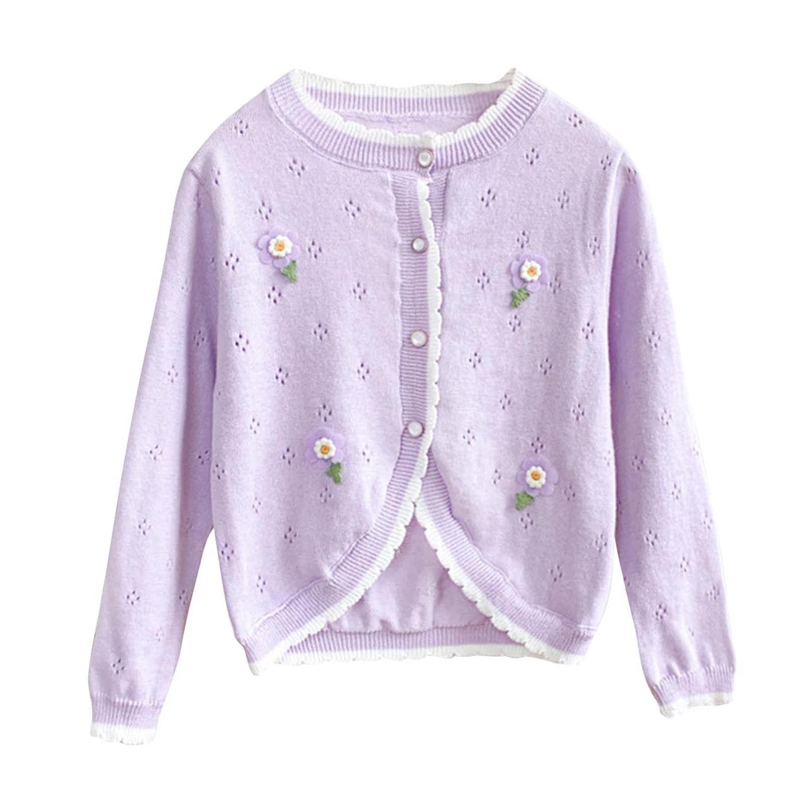 bbymog Cute Cardigan for Girls Fashion Flower Pink Cardigan Sweaters ...