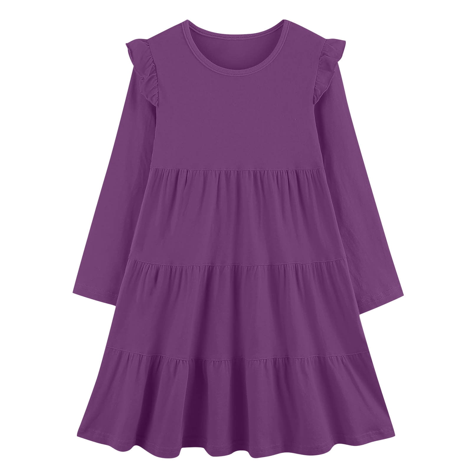 bbymog Dresses for Girls 10-12 Solid Color Fluffy Long Sleeve Layered ...
