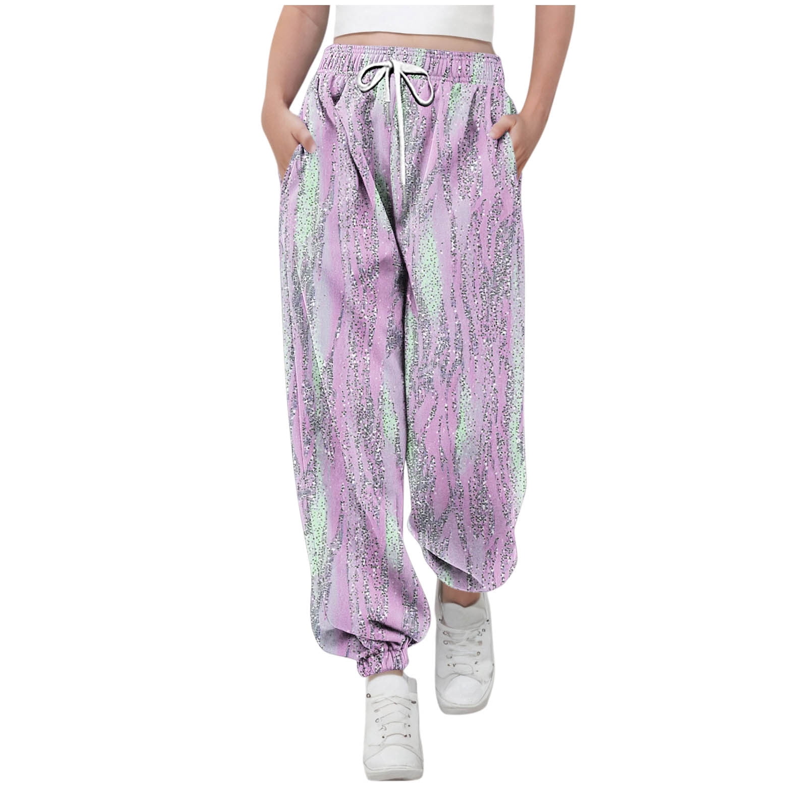 bbymog Girl Jogger Pants with Pocke Casual Elastic Waist Drawstring ...