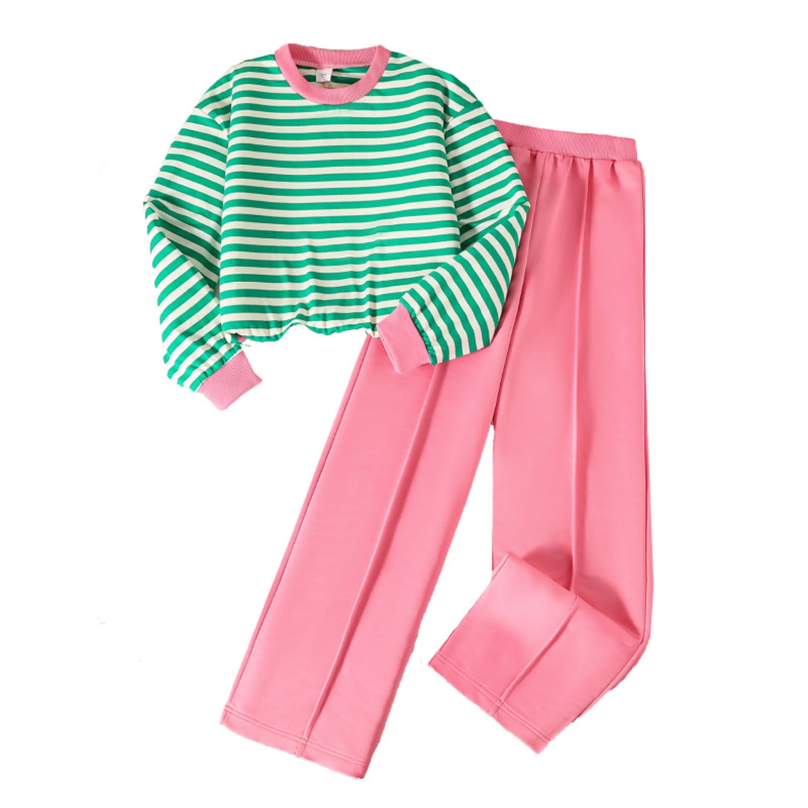 bbymog Girls Clothing Set 2 Pcs Soft Strip Crewneck Long Sleeve Cotton ...