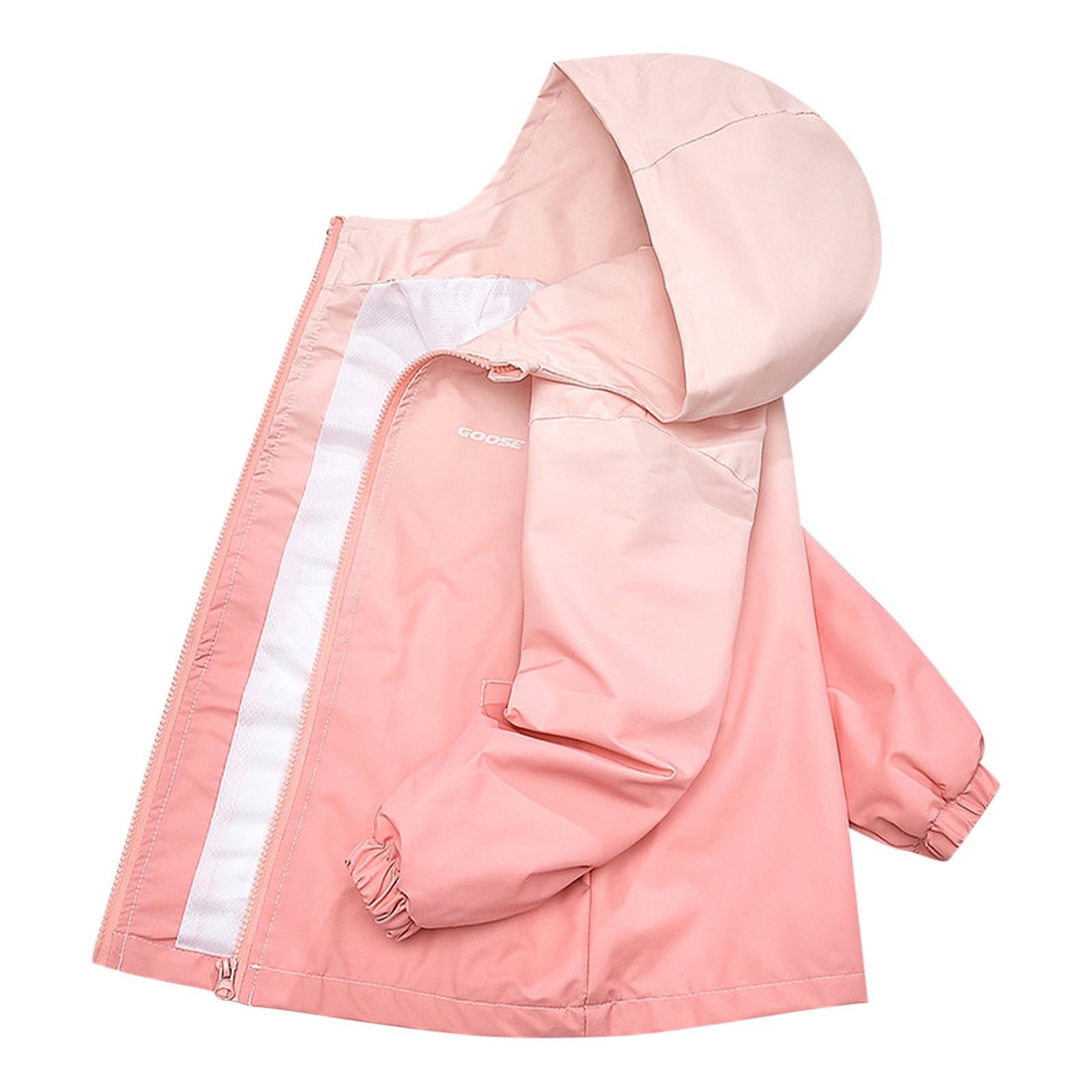 bbymog Girls Fashion Cute Rain Jacket Outdoor Waterproof Hooded Kids ...