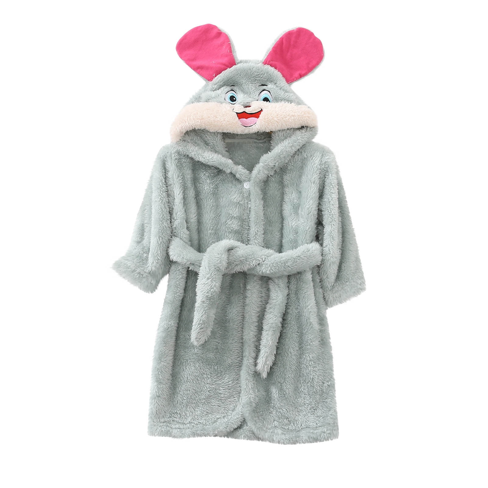 bbymog Girls Fashion Cute Soft Hooded Rainbow Bathrobe Fleece Robes ...