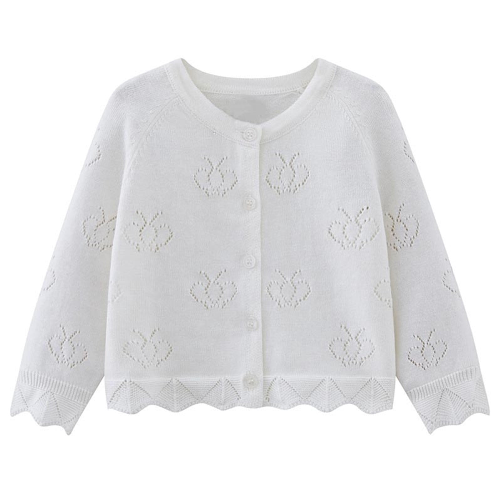bbymog Girls' Fashion Hollow Out Knitted Cardigan Solid Color Long ...