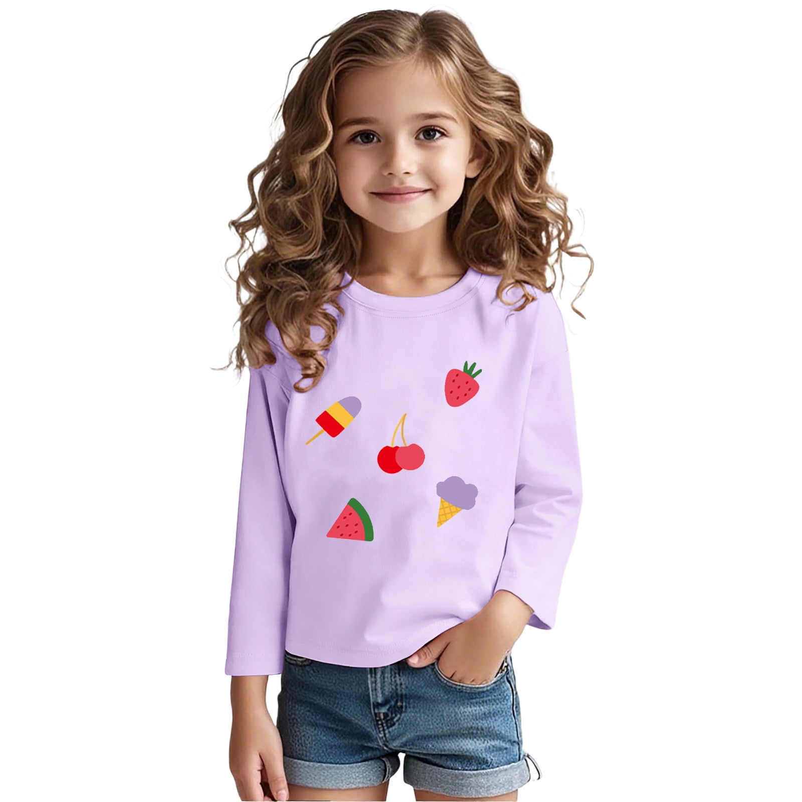 bbymog Girls Graphic Tees Crewneck Long Sleeve Girls Shirts Fall Cotton ...