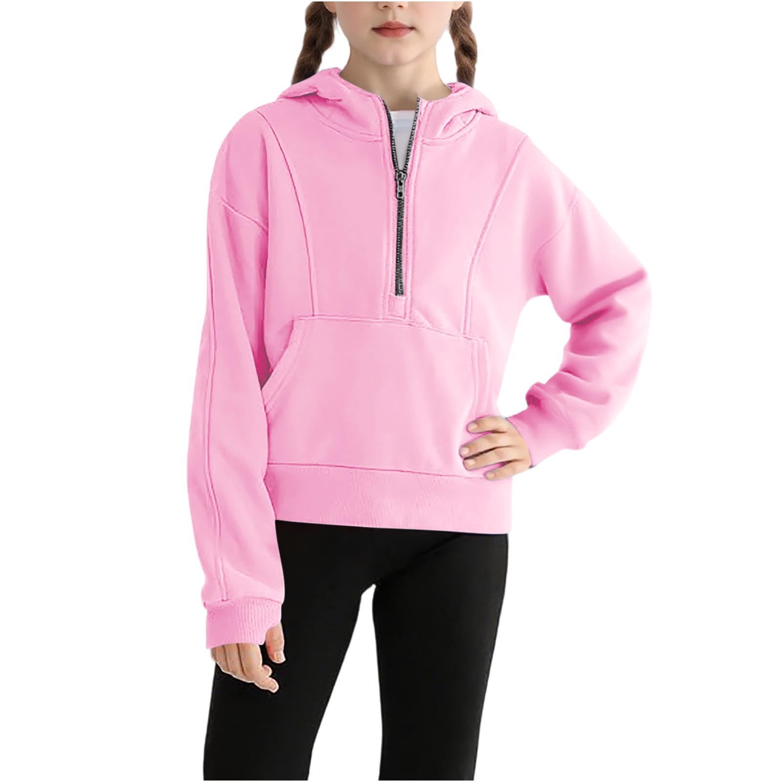 bbymog Girls Half Zip Hoodies with Thumb Hole Fashion Classic Long ...