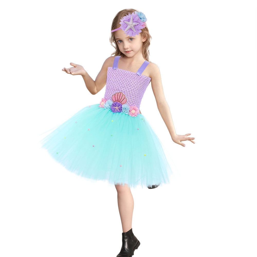 bbymog Girls Halloween Tulle Tutu Dress with Flower Hair Band Girls ...