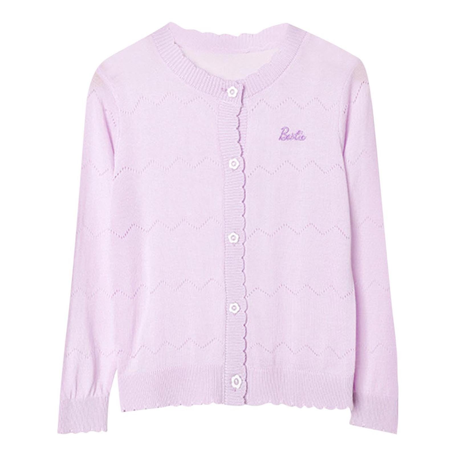 bbymog Girls' Knitted Cardigan Sweaters Crewneck Long Sleeve Uniform ...