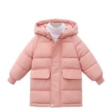 bbymog Girls Puffer Jacket with Pocket Girls Fashion Solid Color Warm Zip Up Midi Jackets Boys ...