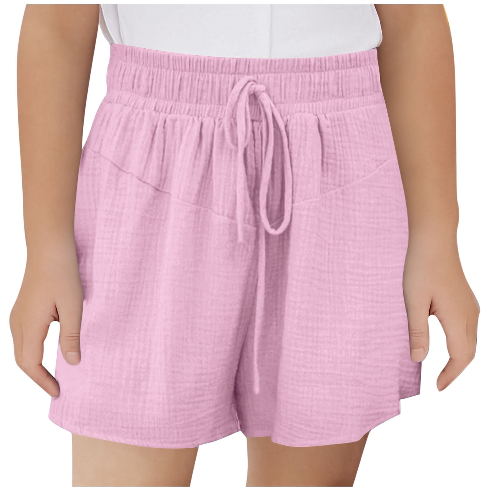 bbymog Girls Shorts Summer Solid Color Elastic Waist Leisure Sports ...