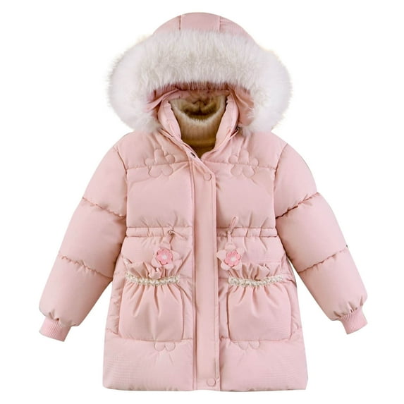 bbymog Girls Winter Coat with Pocket Long Sleeve Thick Warm Hoodie ...