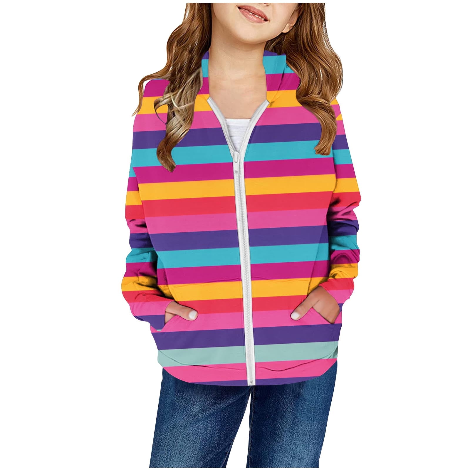 bbymog Girls Zip Up Hoodie with Pocket Girls' Fashion Tie Dye Printed ...