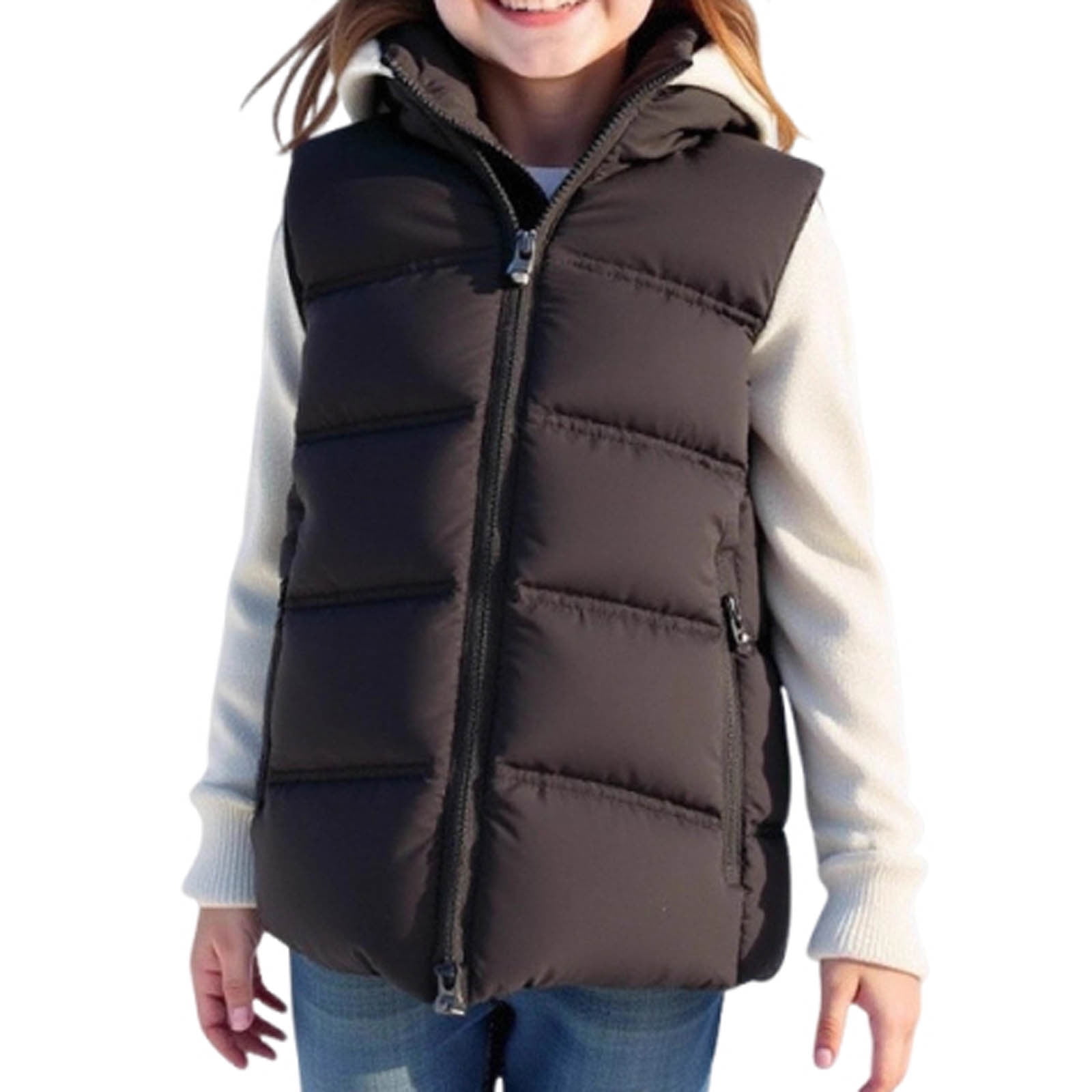 bbymog Girls and Boys Puffer Vest Solid Color Sleeveless Thick Warm Hooded Jacket Coats Casual ...