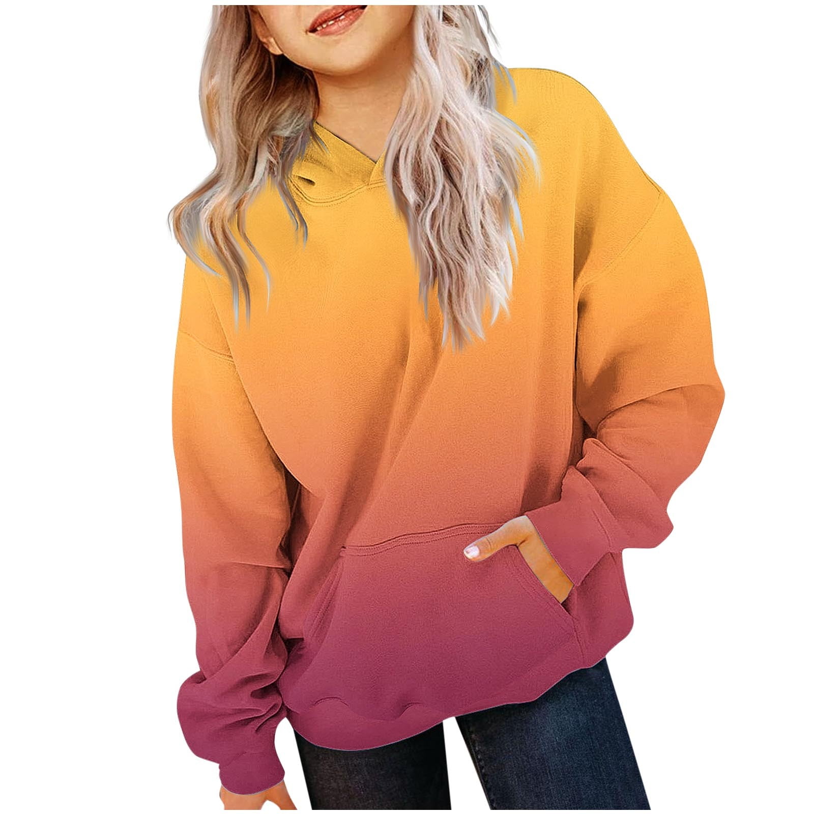 bbymog Girls's Gradient Hoodie with Pocket Long Sleeve Boys Sweatshirts ...