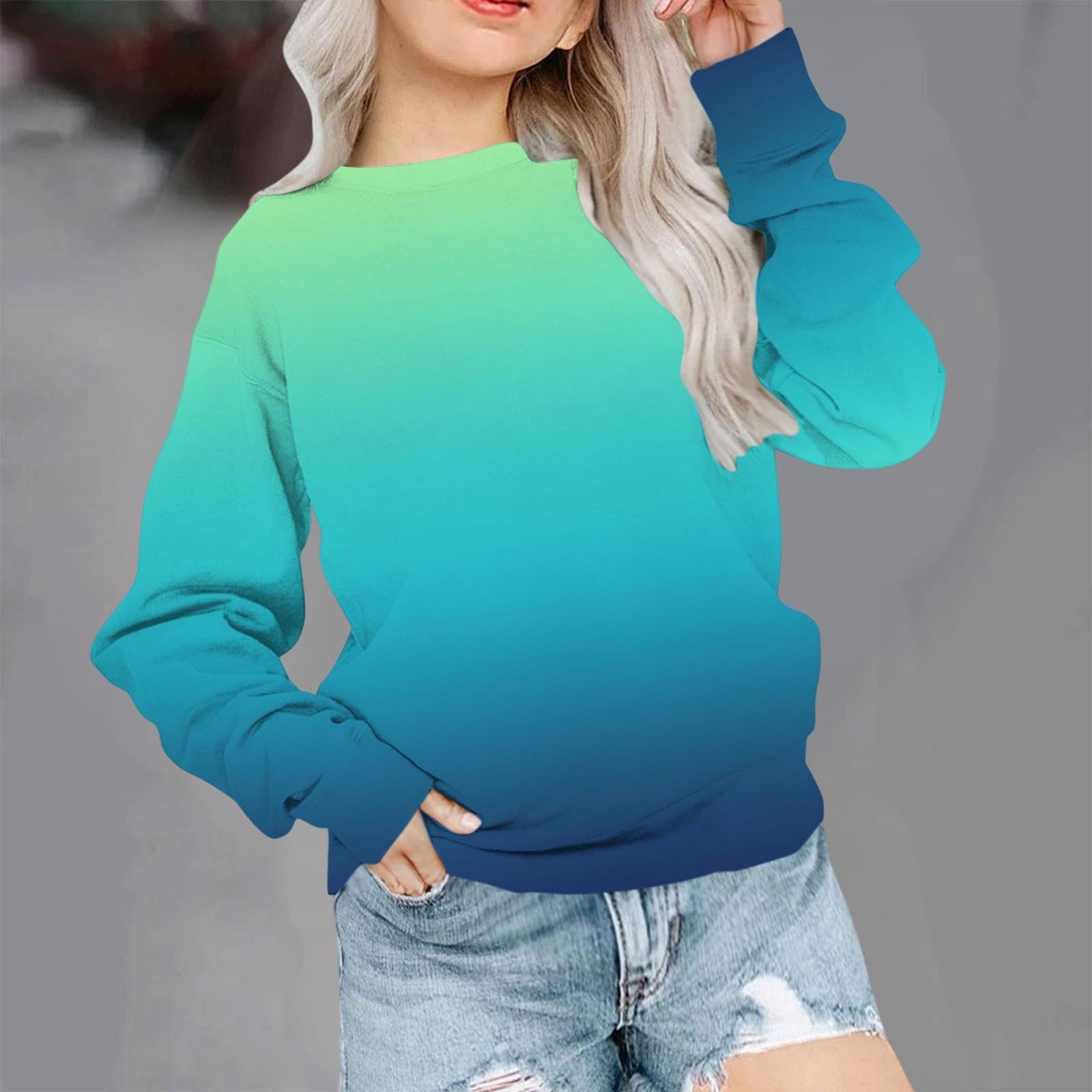bbymog Gradient Sweatshirts for Girls Crewneck Long Sleeve Girl Tops ...