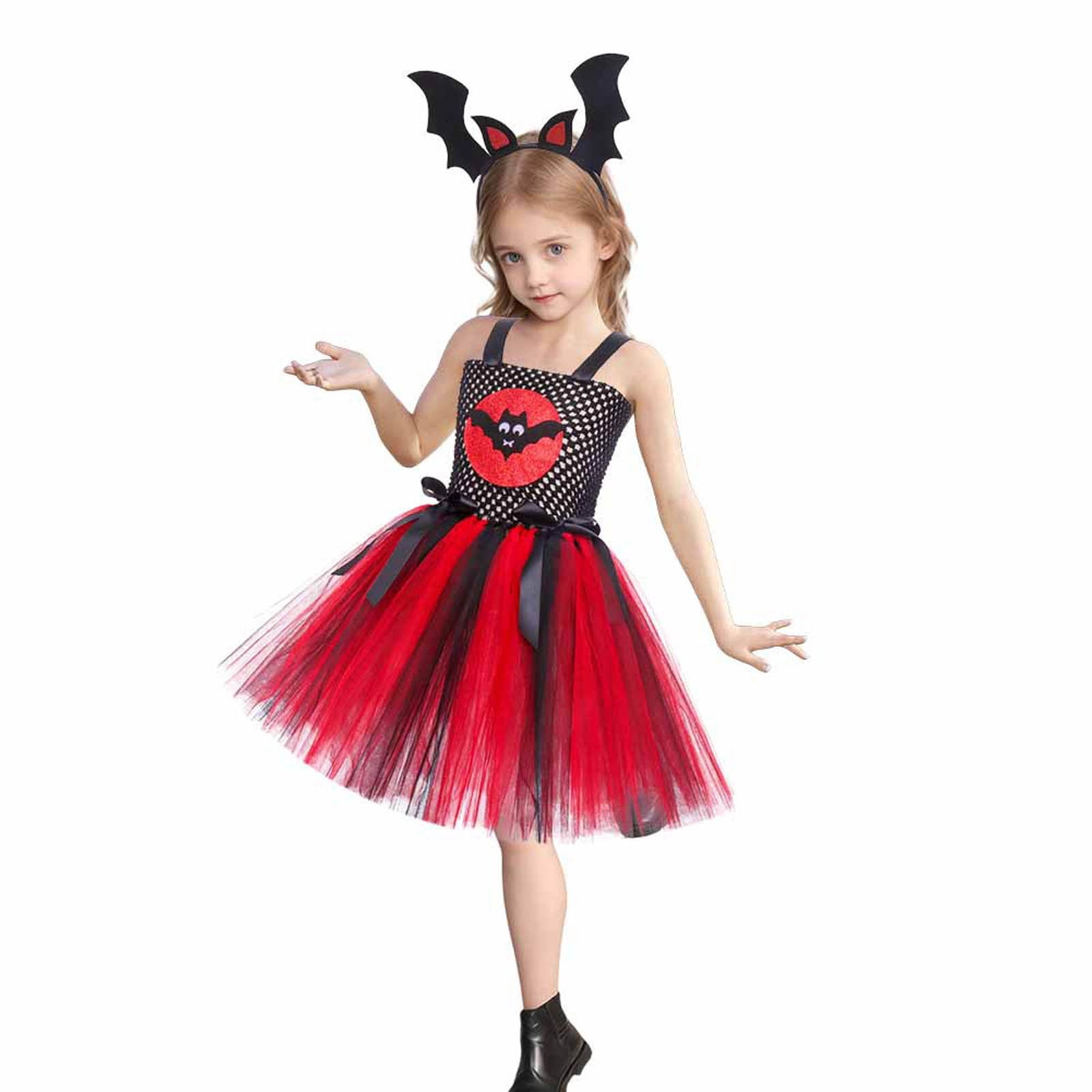 bbymog Halloween Girl Dress Cosplay Princess Strap Dresses with Hair ...