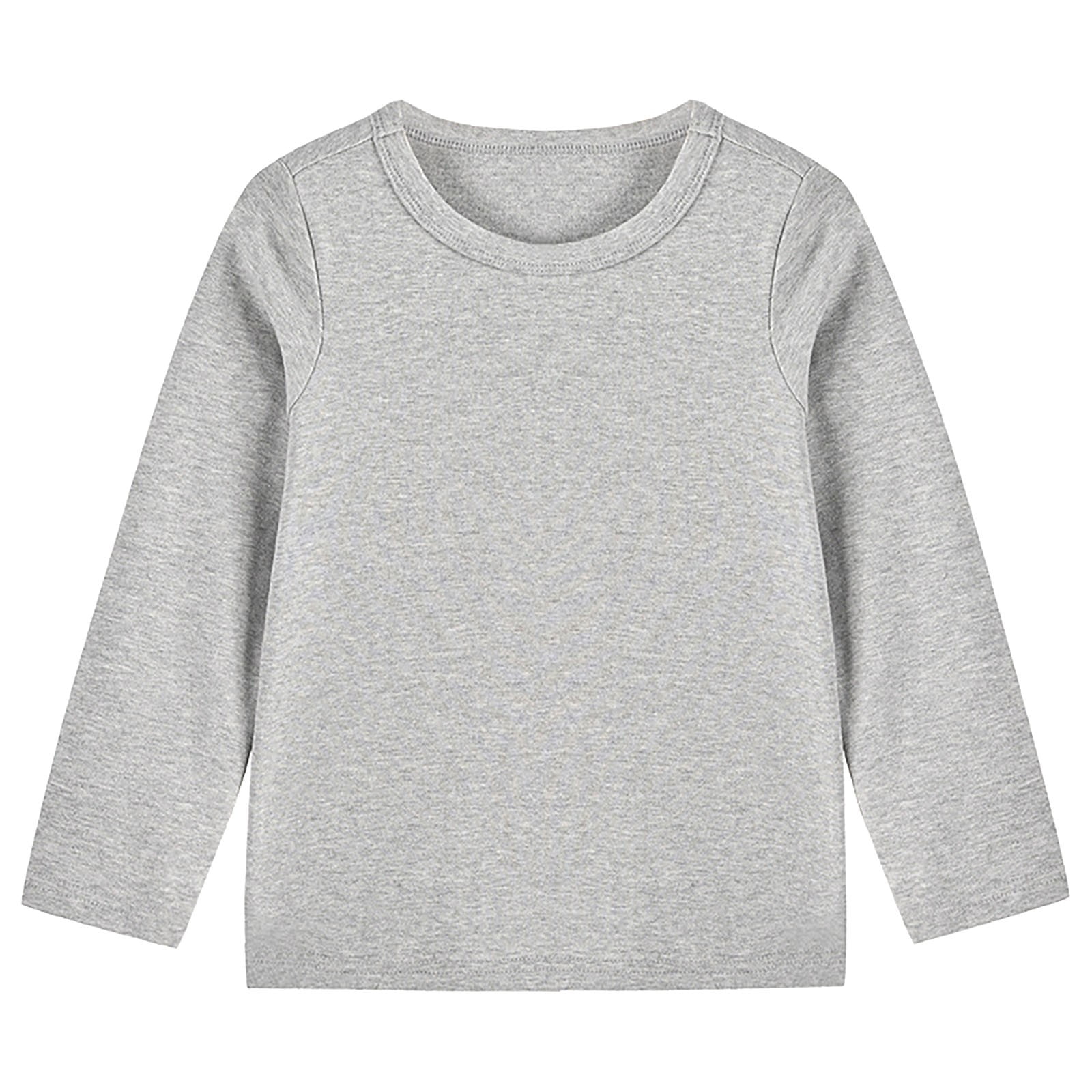 bbymog Long Sleeve Shirts for Girls Boys Solid Color Crewneck Basic Tee ...
