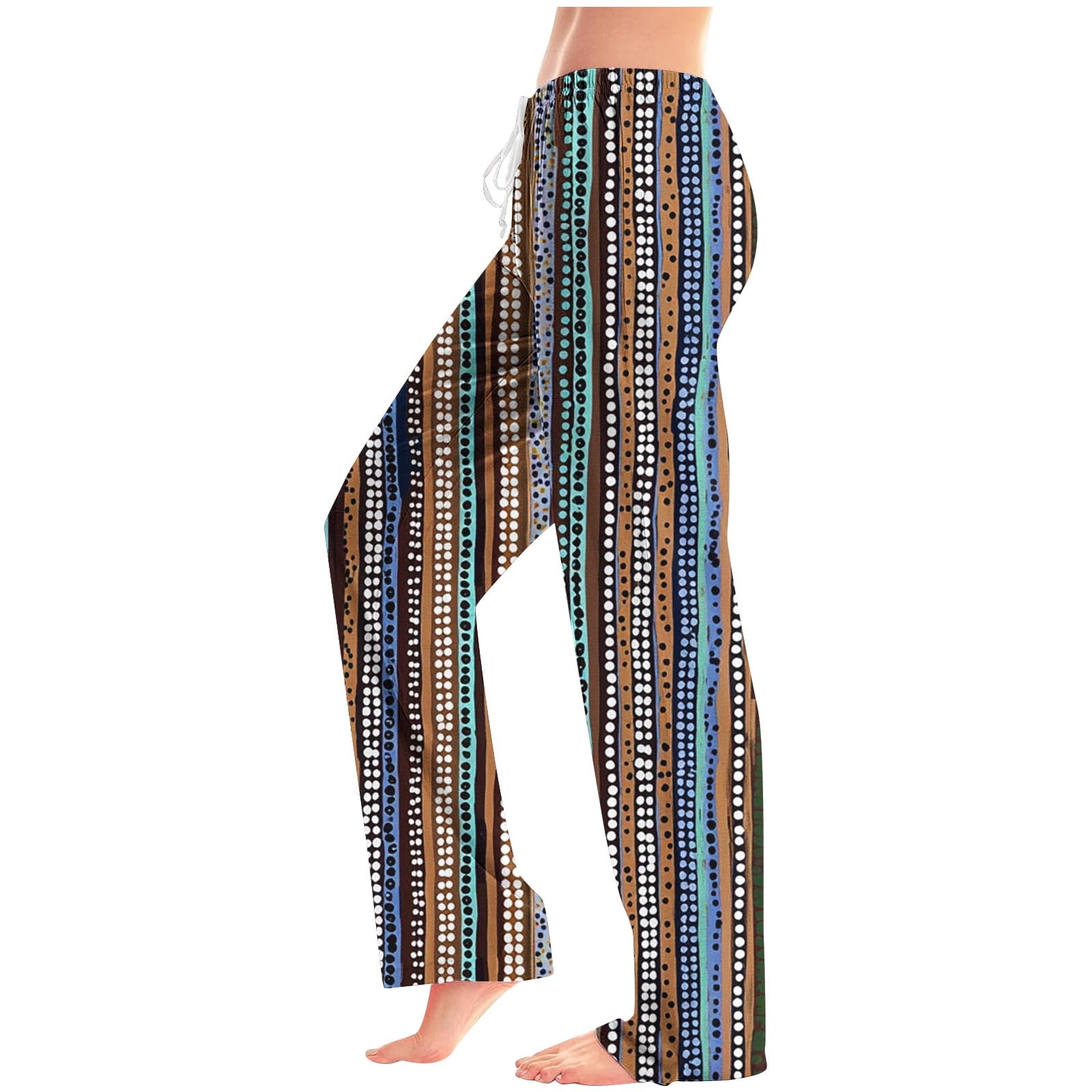 bbymog Loose Pants for Women Summer Printed Elastic Waist Drawstring ...