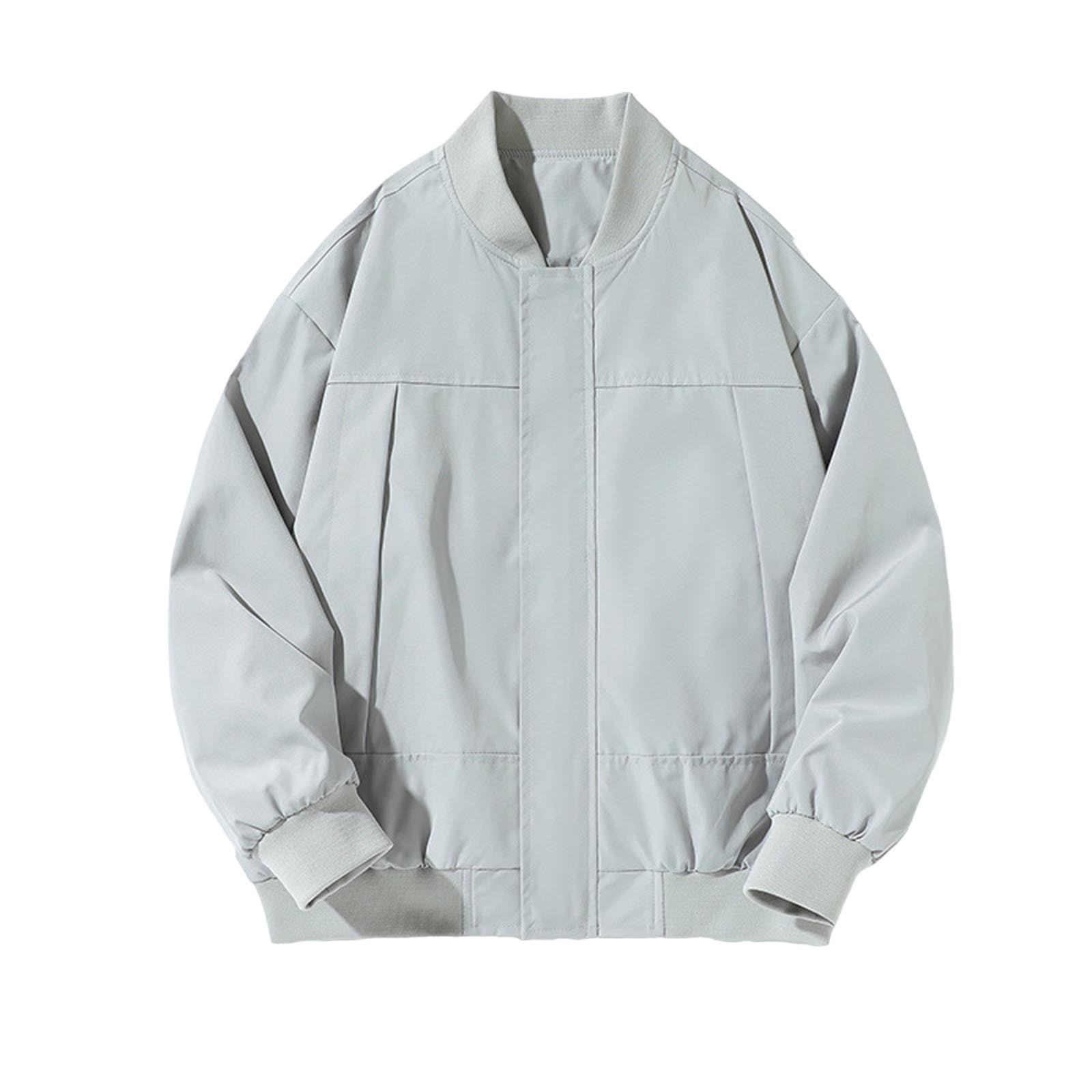 bbymog Mens Jacket Fashion Classic Solid Color Jackets Long Sleeve Full ...