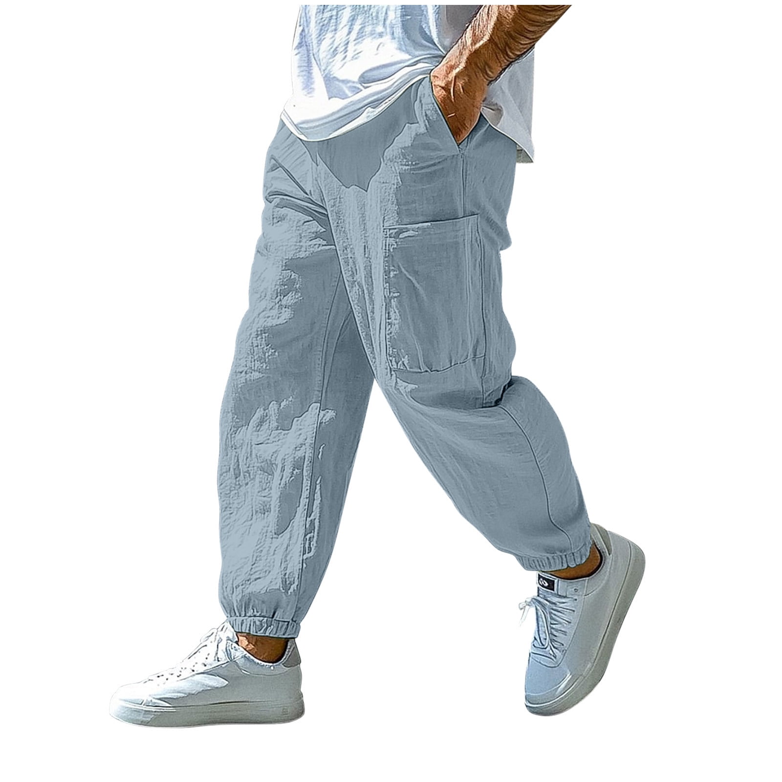 bbymog Mens Lounge Pants Solid Color Athletic Elastic Waist Casual Pant ...