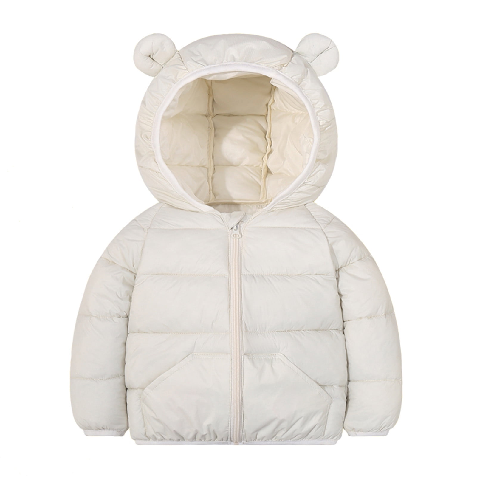 bbymog Puff Jackets for Girls Winter Classic Cute Bear Jacket with Hood Fleece Warm Zip up Baby ...