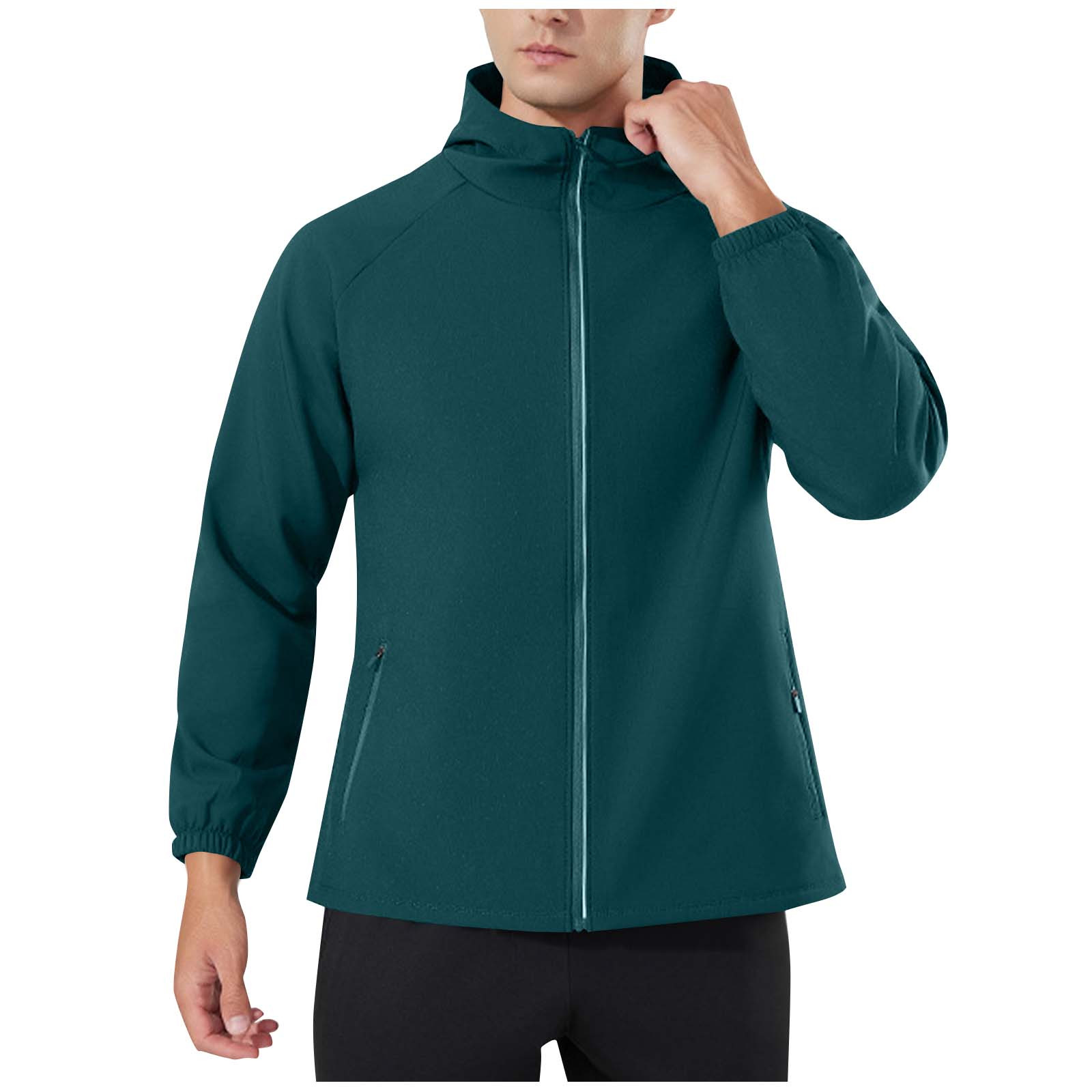 bbymog Rain Coats for Men Plus Size Solid Color Windbreaker Long Sleeve ...